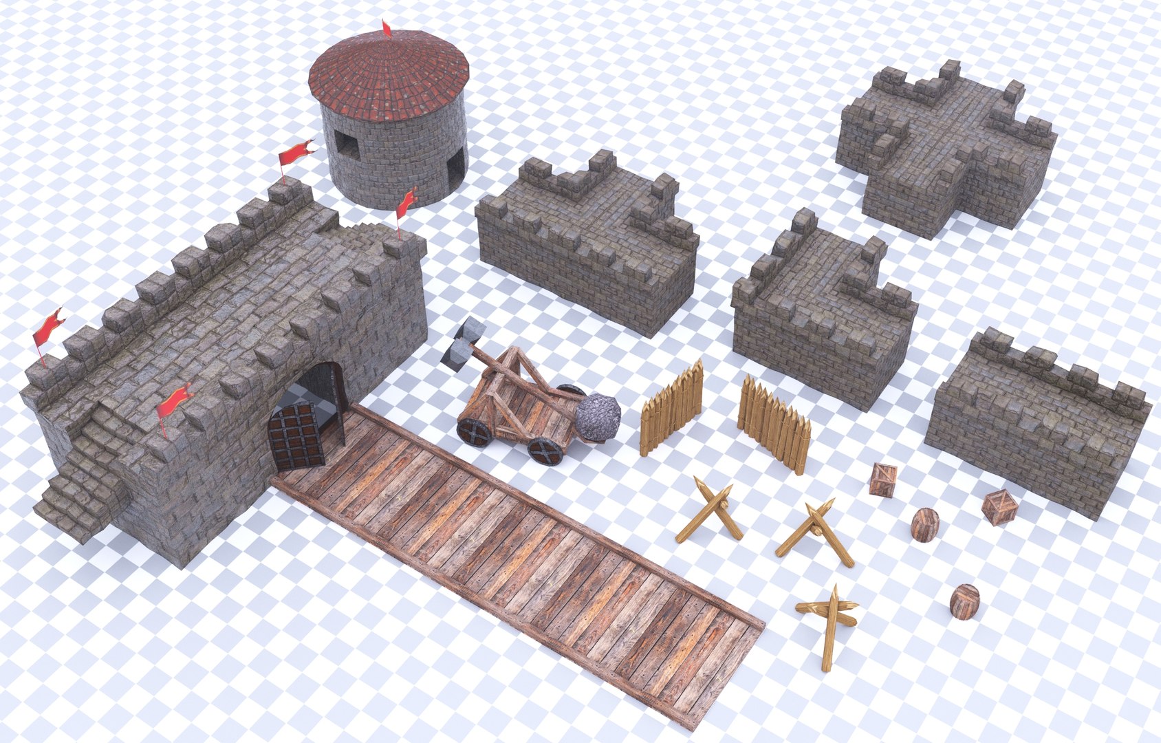 3D low-poly ready constructor fortress - TurboSquid 1572913