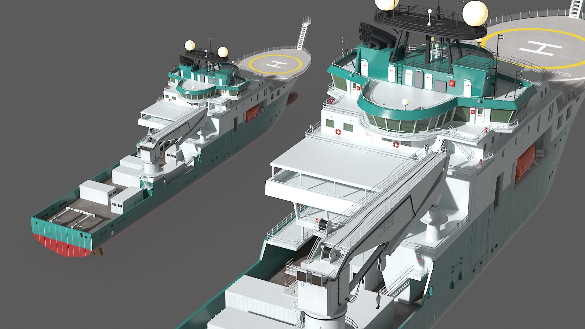 Construction Vessel With Helipad 3D - TurboSquid 2346634
