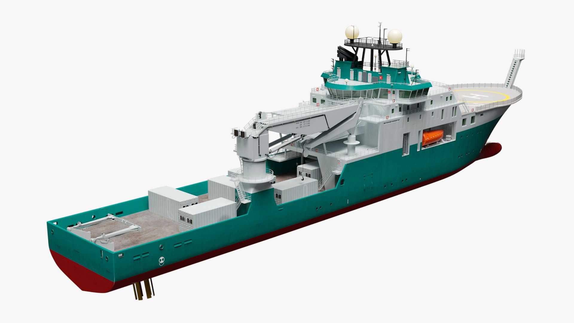 Construction Vessel With Helipad 3D - TurboSquid 2346634