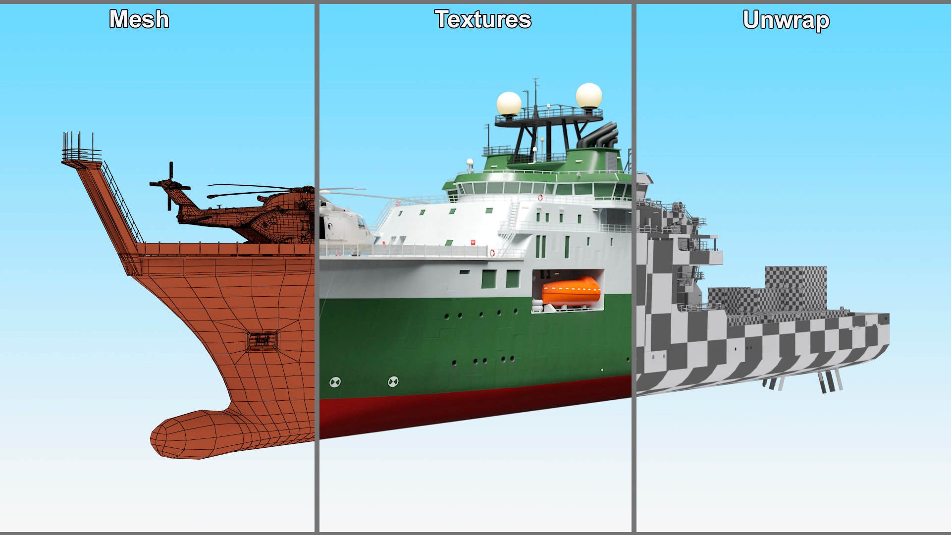 Construction Vessel With Helipad 3D - TurboSquid 2346634
