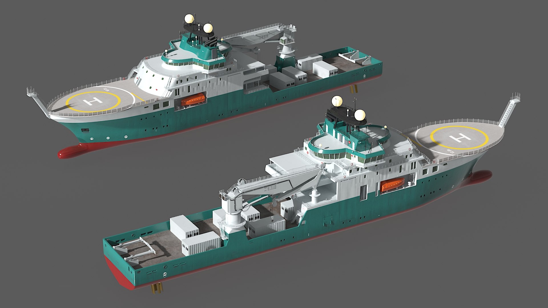Construction Vessel With Helipad 3D - TurboSquid 2346634