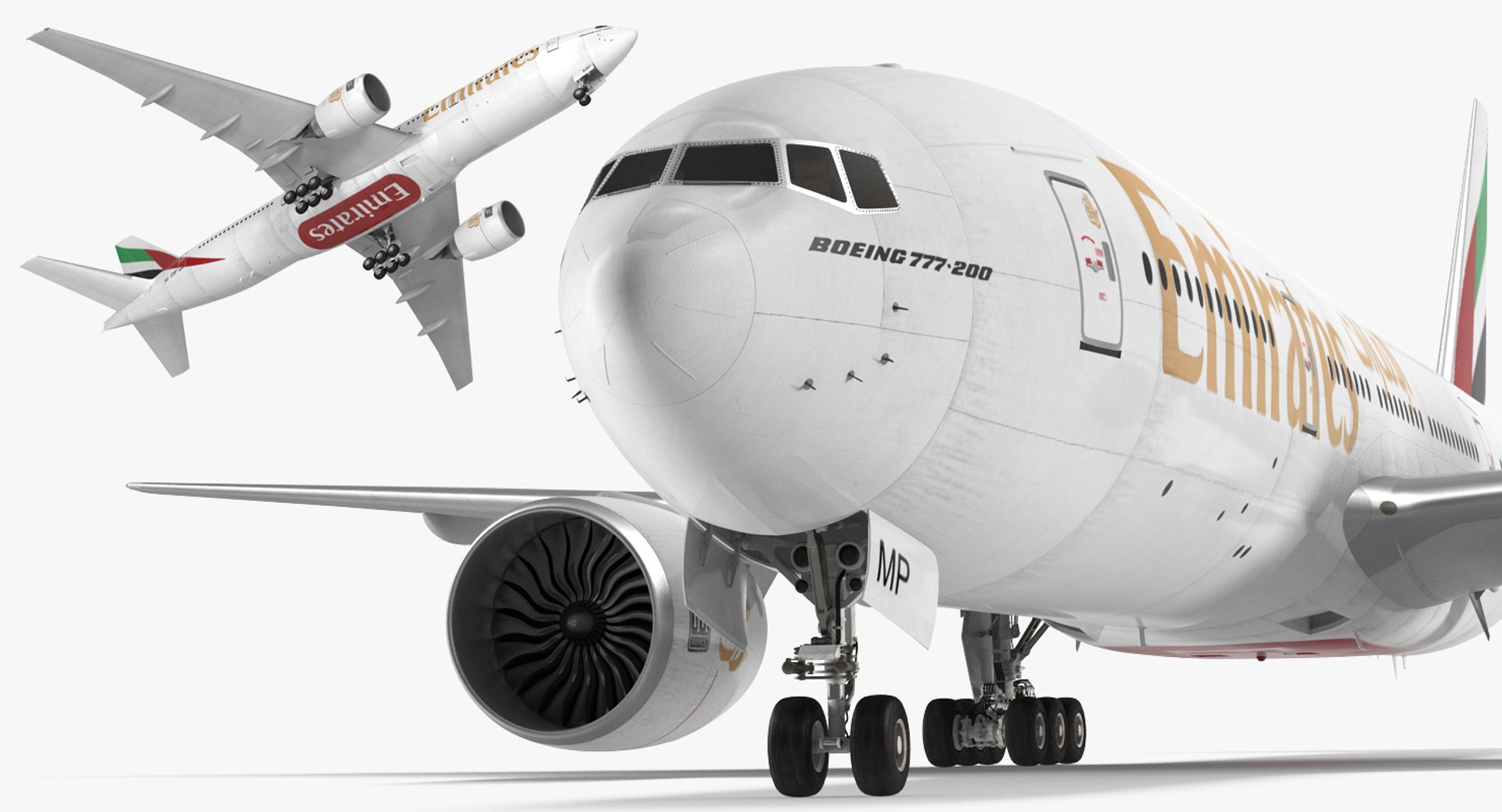 3d model of boeing 777-200 emirates airlines