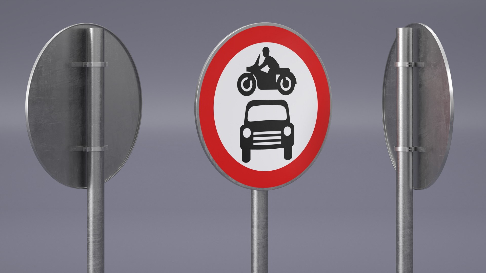 3D Model Road Sign No Motor Vehicles - TurboSquid 2211865