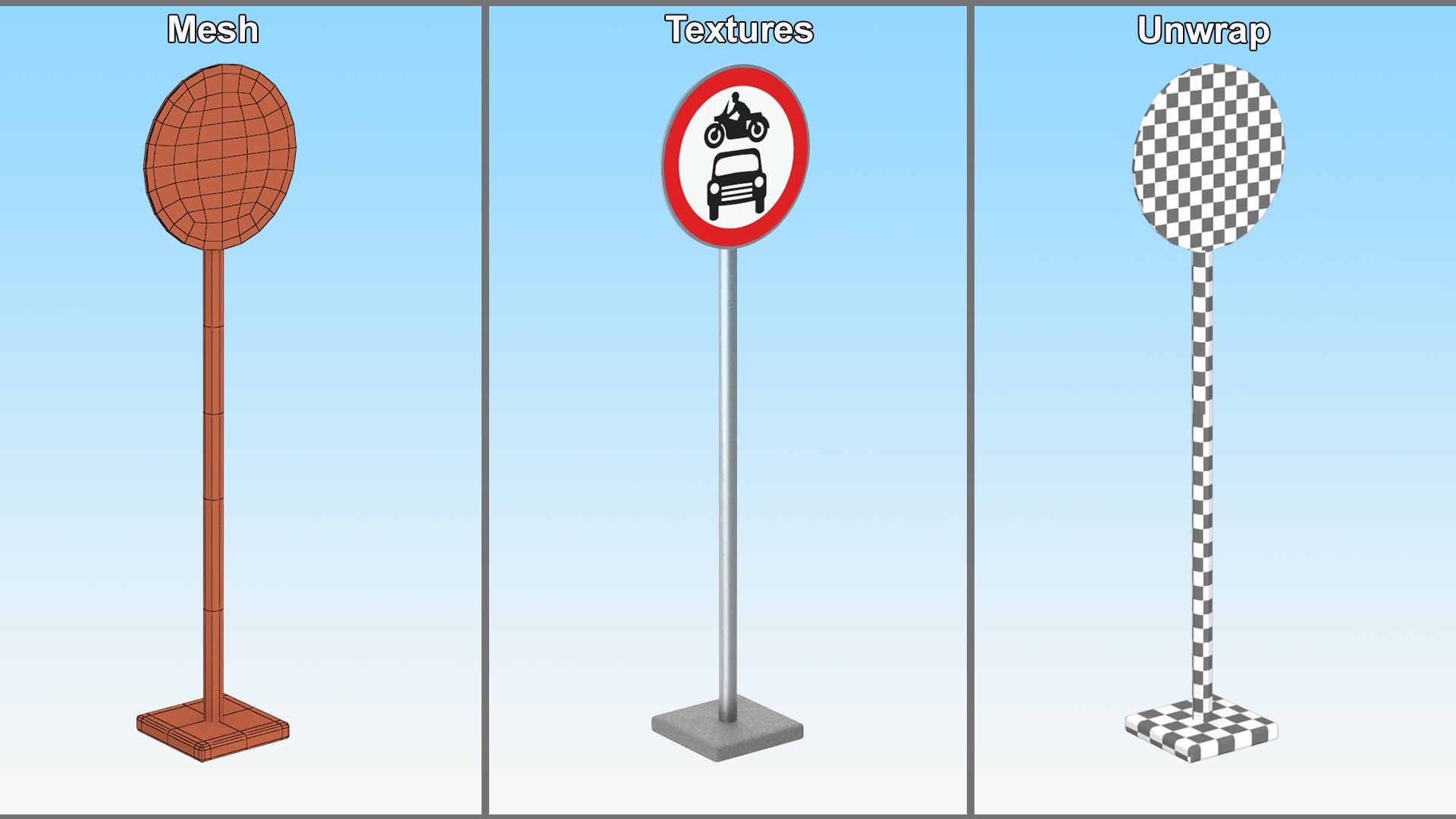 3D Model Road Sign No Motor Vehicles - TurboSquid 2211865