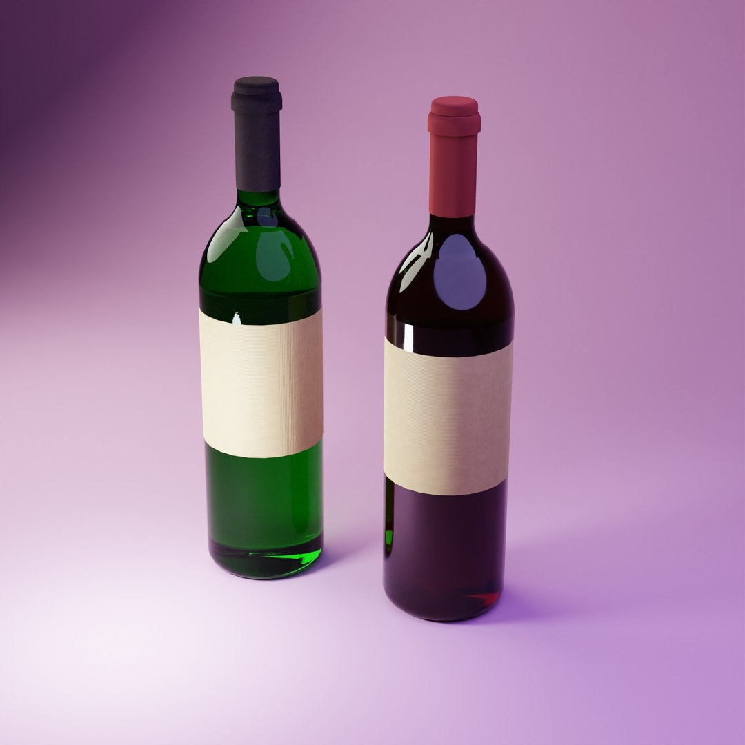 3D 3d Model Of Two Bottles Of Wine Placing In Stage 3D Model ...