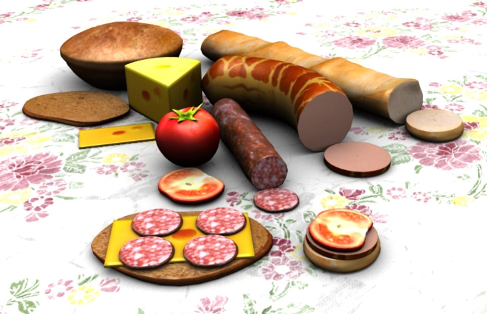 obj bread cheese tomato