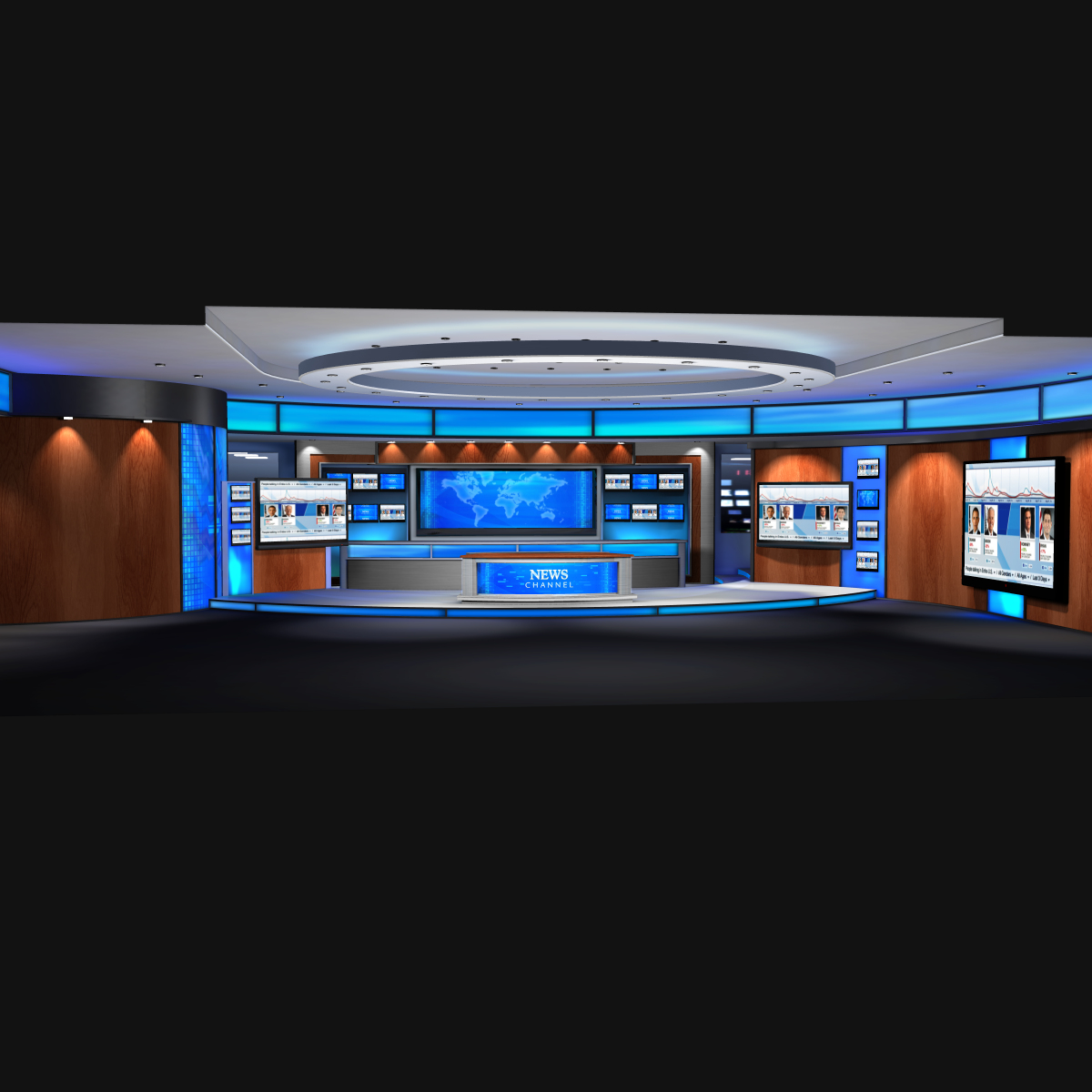3d virtual set news studio model