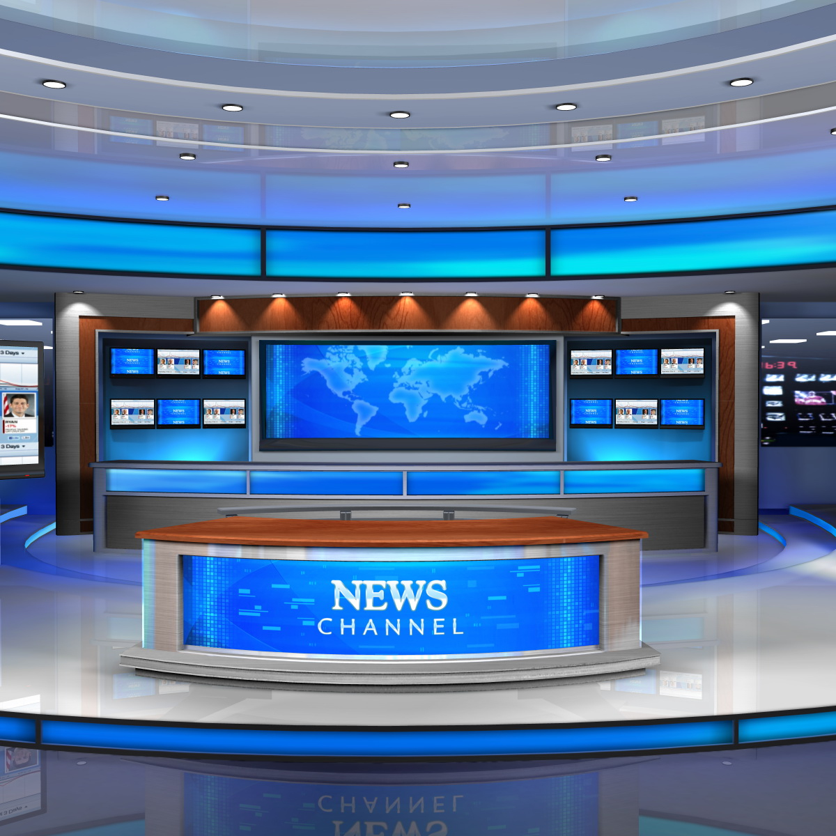 3d virtual set news studio model