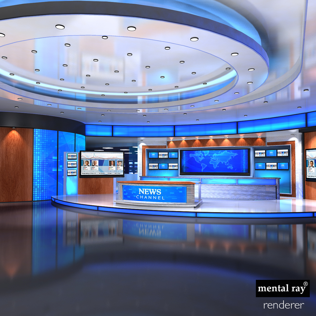 3d virtual set news studio model