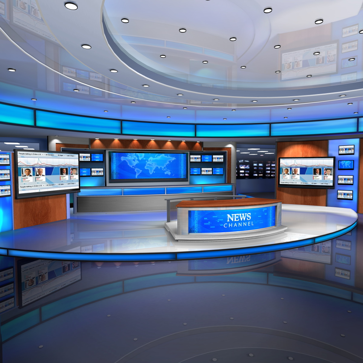 3d virtual set news studio model