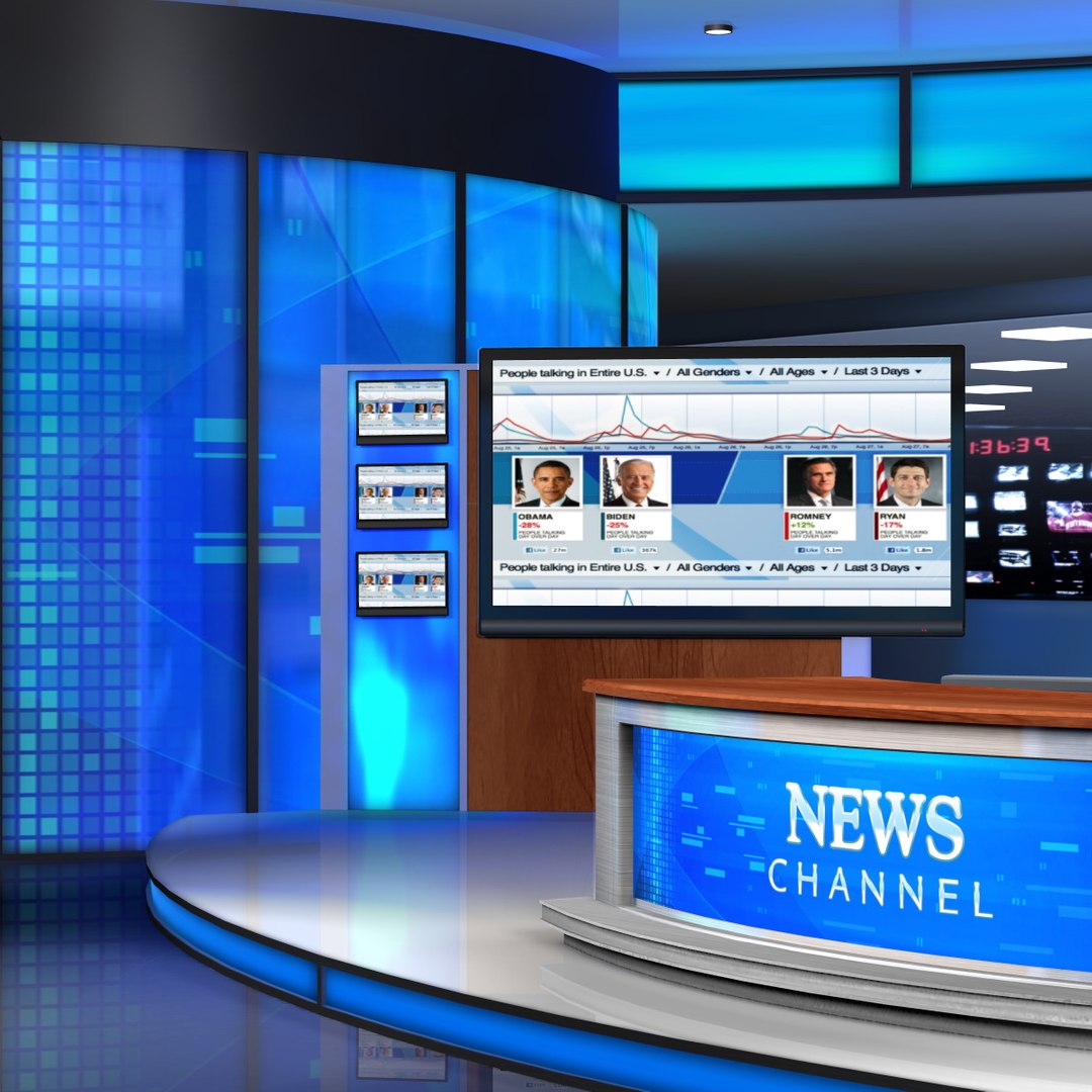 3d Virtual Set News Studio Model