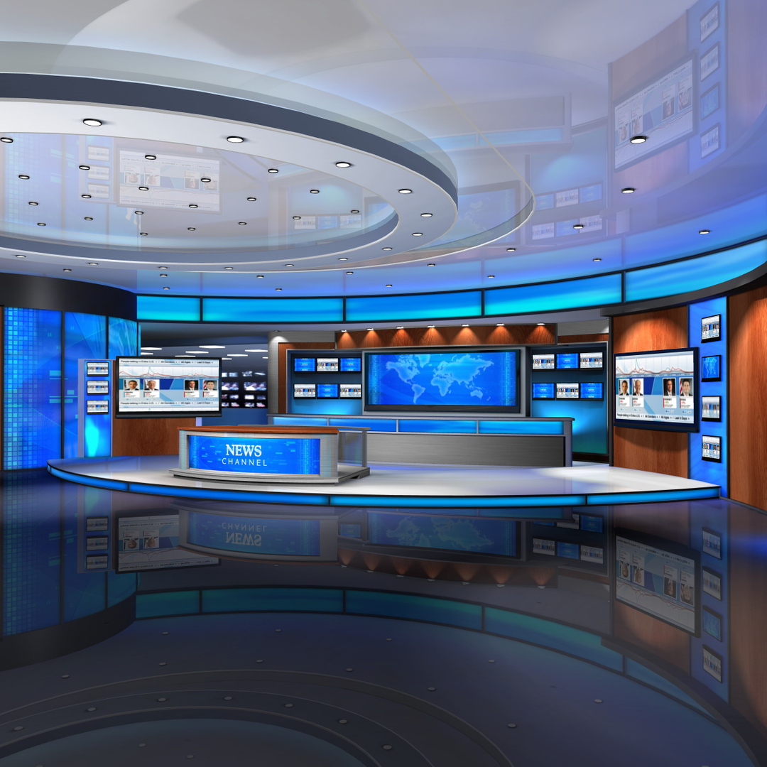 3d virtual set news studio model