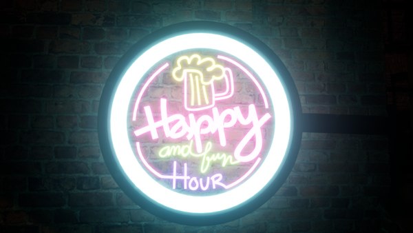 Happy and Fun Hour Neon Sign 3D 모델 - TurboSquid 1904602