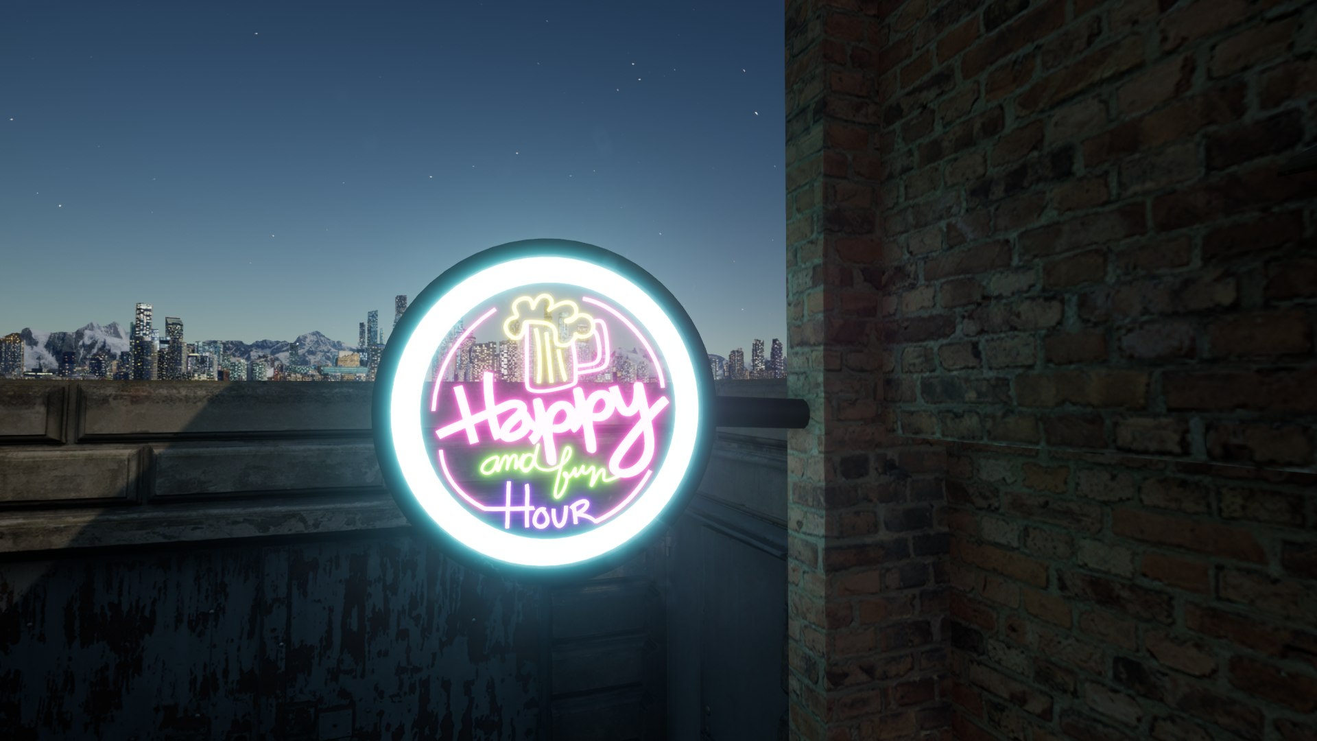 3D Model Happy And Fun Hour Neon Sign - TurboSquid 1904602