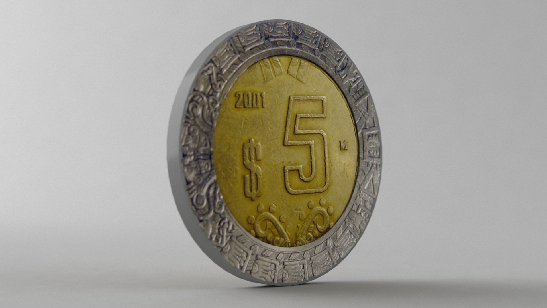 3d 5 Pesos Mexican Coin