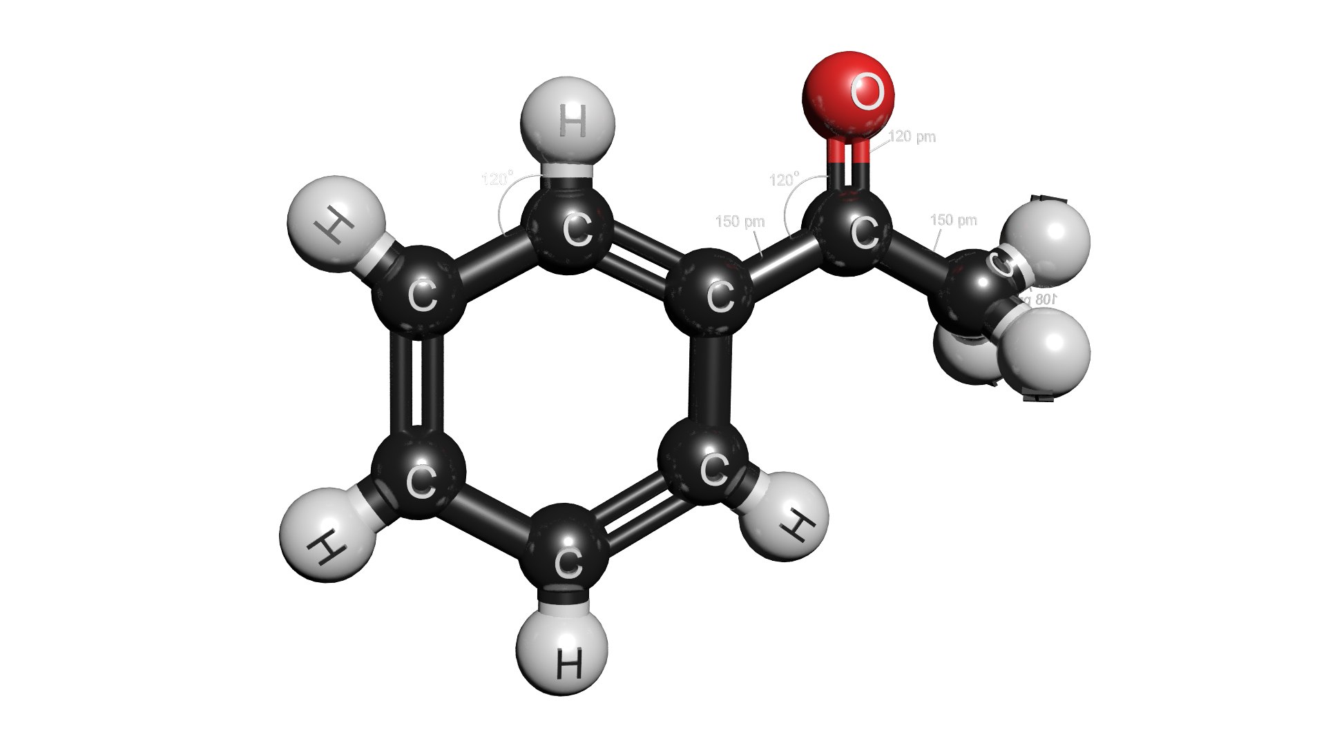 3D C8h8o Molecule Acetophenone - TurboSquid 1420794