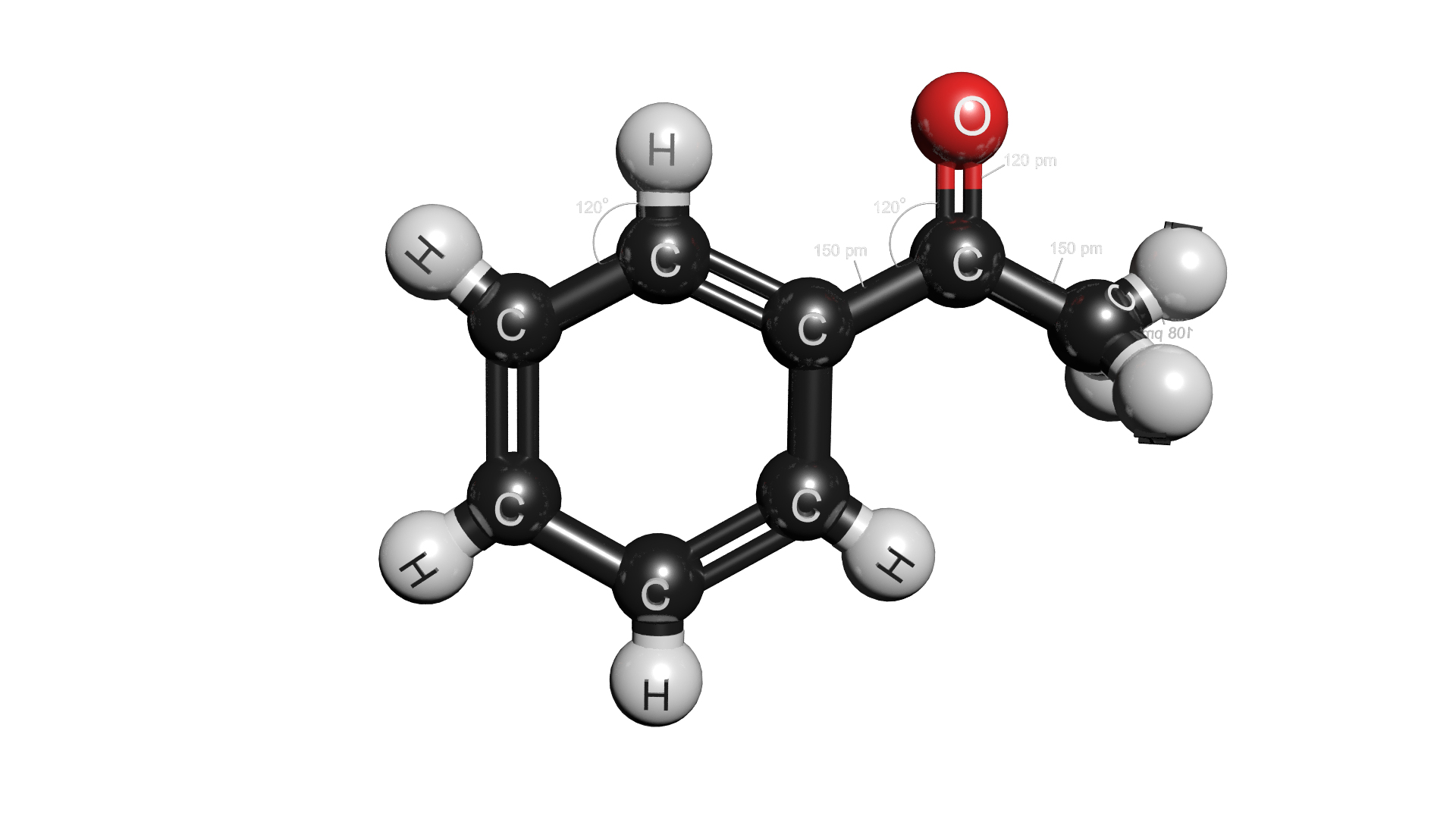 3D C8h8o Molecule Acetophenone - TurboSquid 1420794