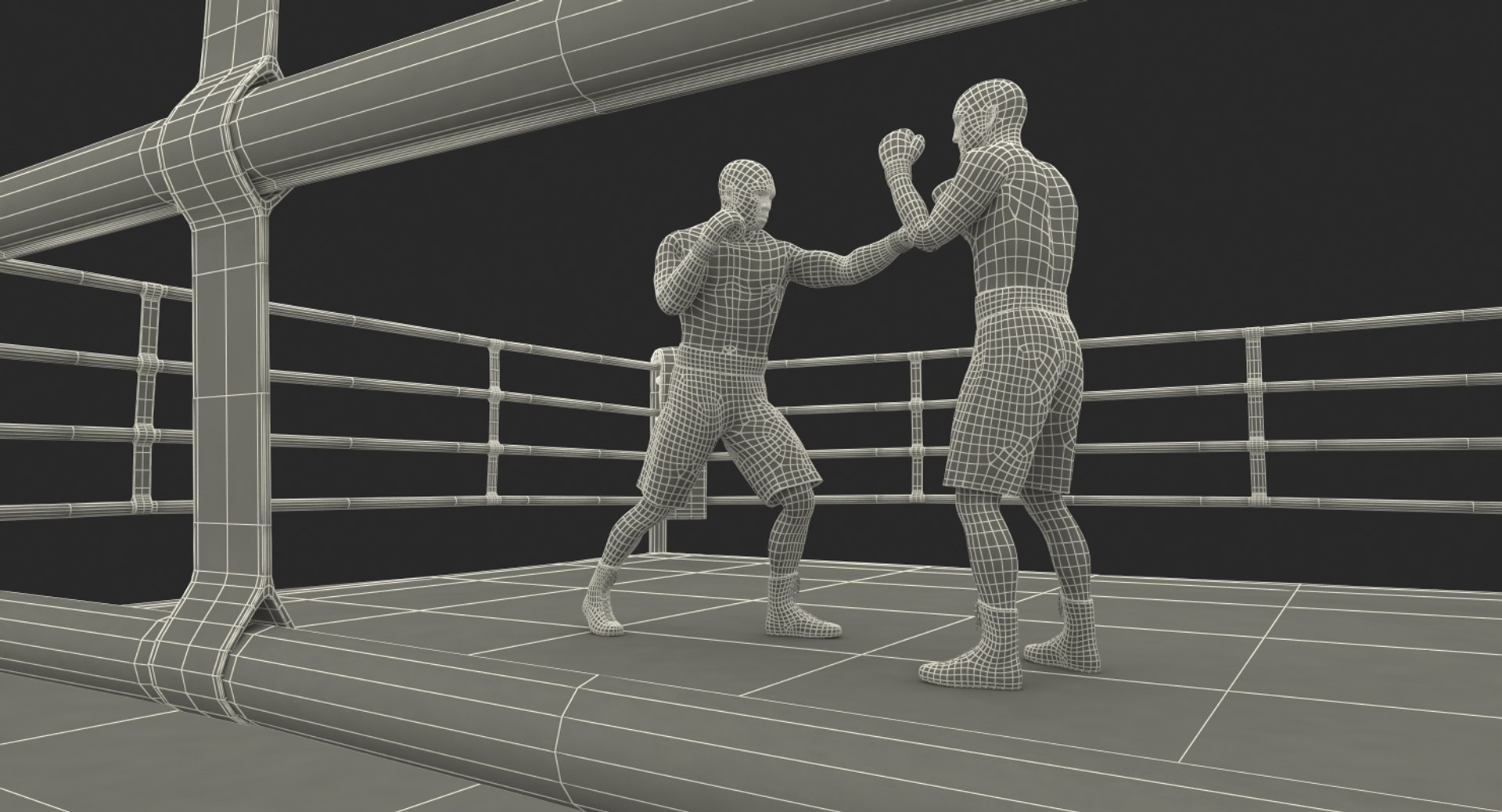 Boxers fighting boxing ring 3D model - TurboSquid 1290445
