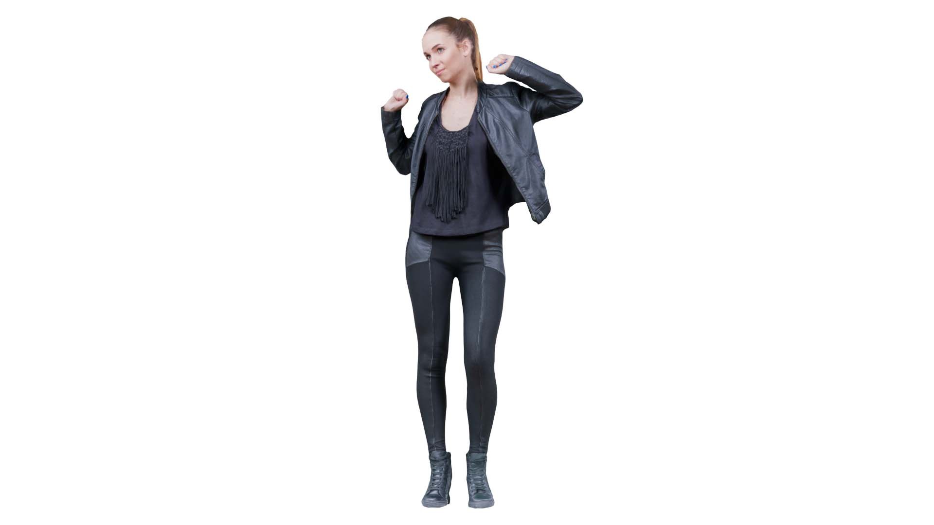 Woman In Shiny Black Outfit Dancing Remastered Model - TurboSquid 2365664