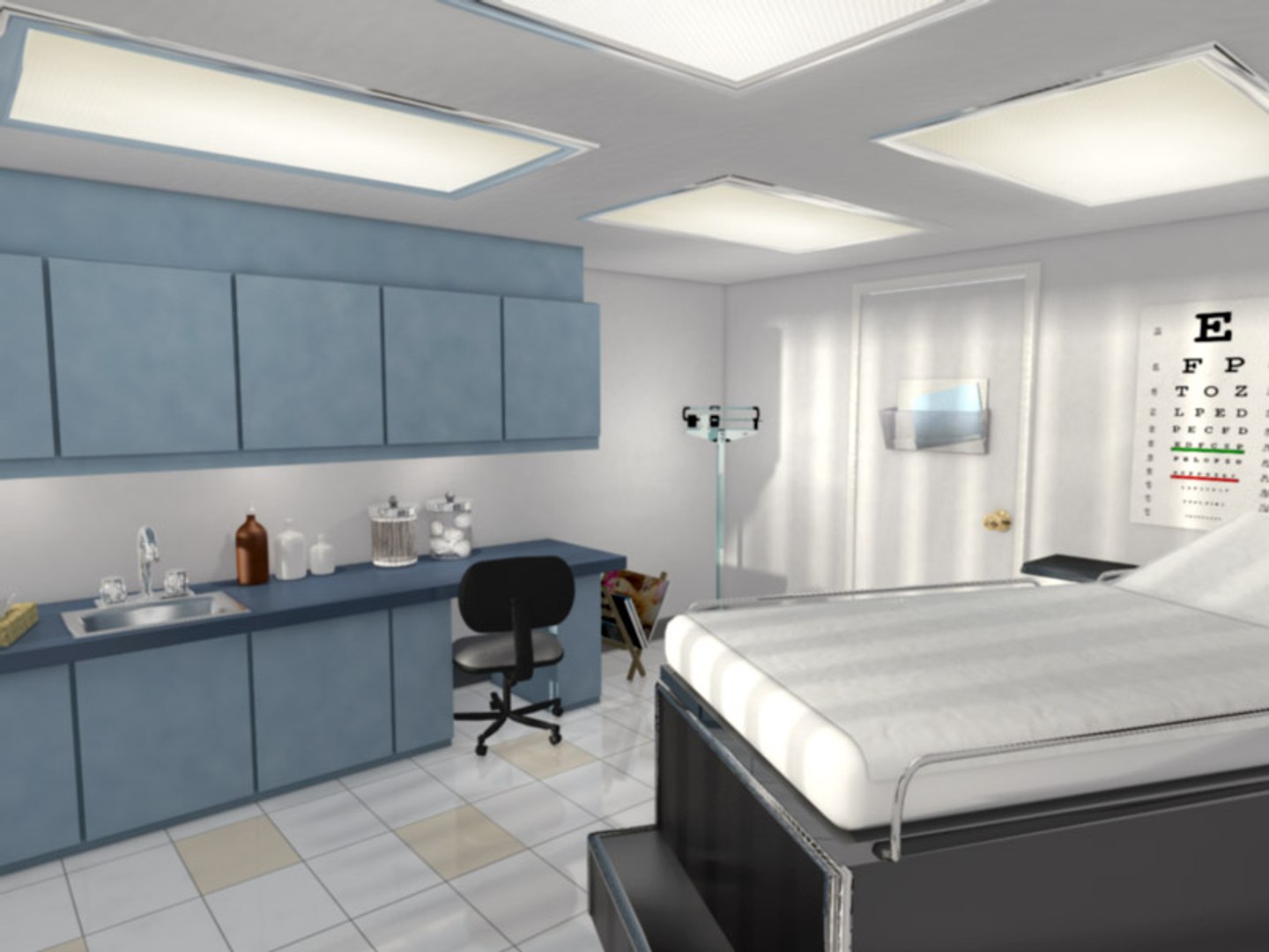 doctor exam room office 3d model