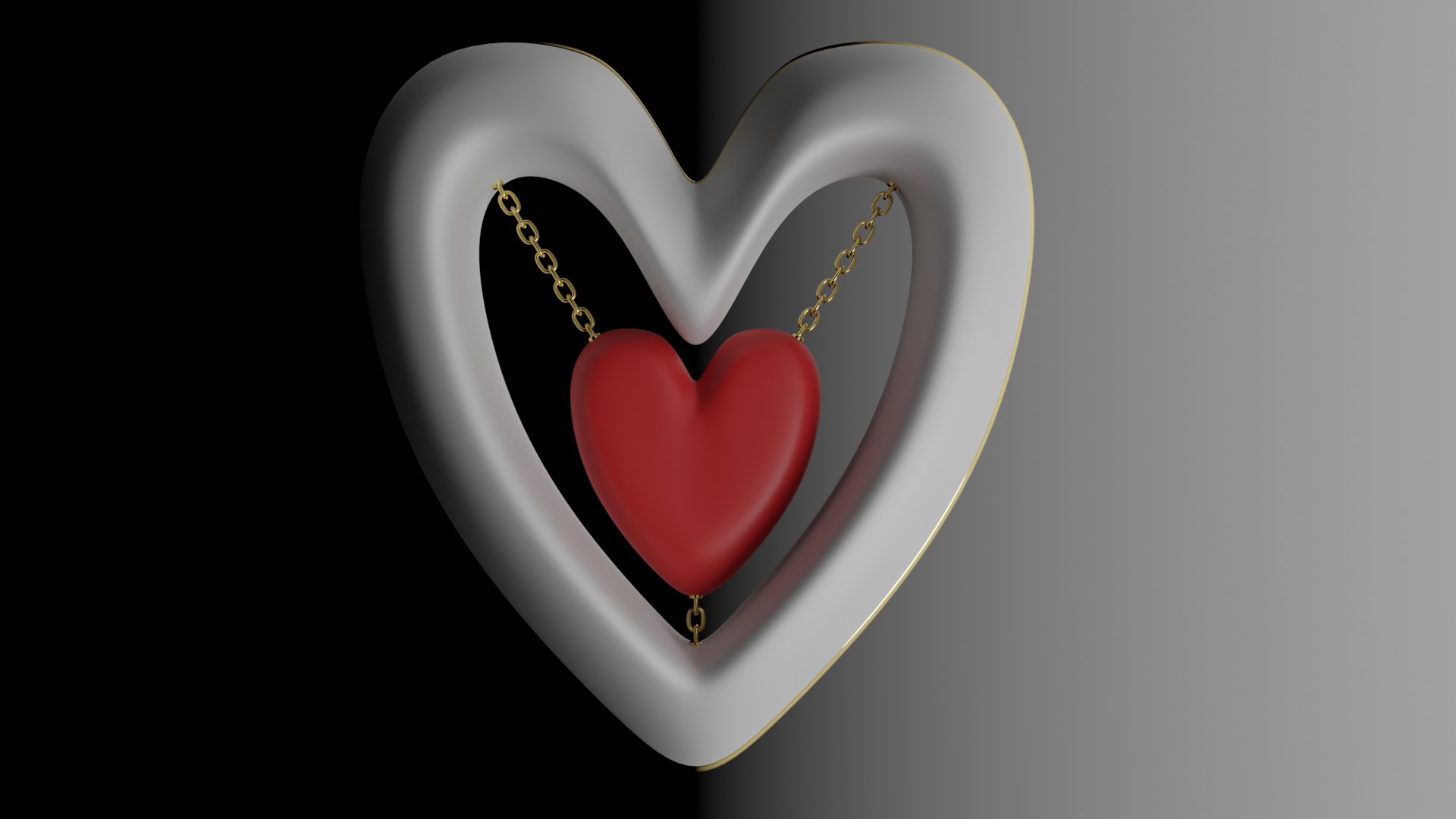 Heart In Heart Golden 3D - TurboSquid 2144250