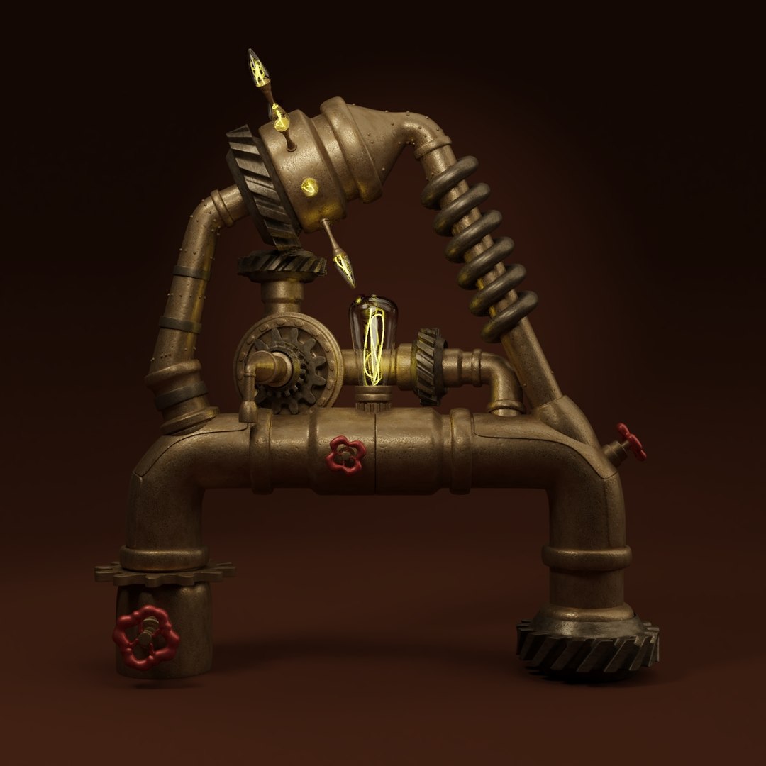 3D pipes cogs letter - TurboSquid 1420736