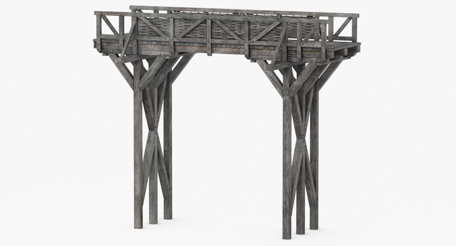 3D Model Medieval Wooden Bridge Tileable Section - TurboSquid 1817896