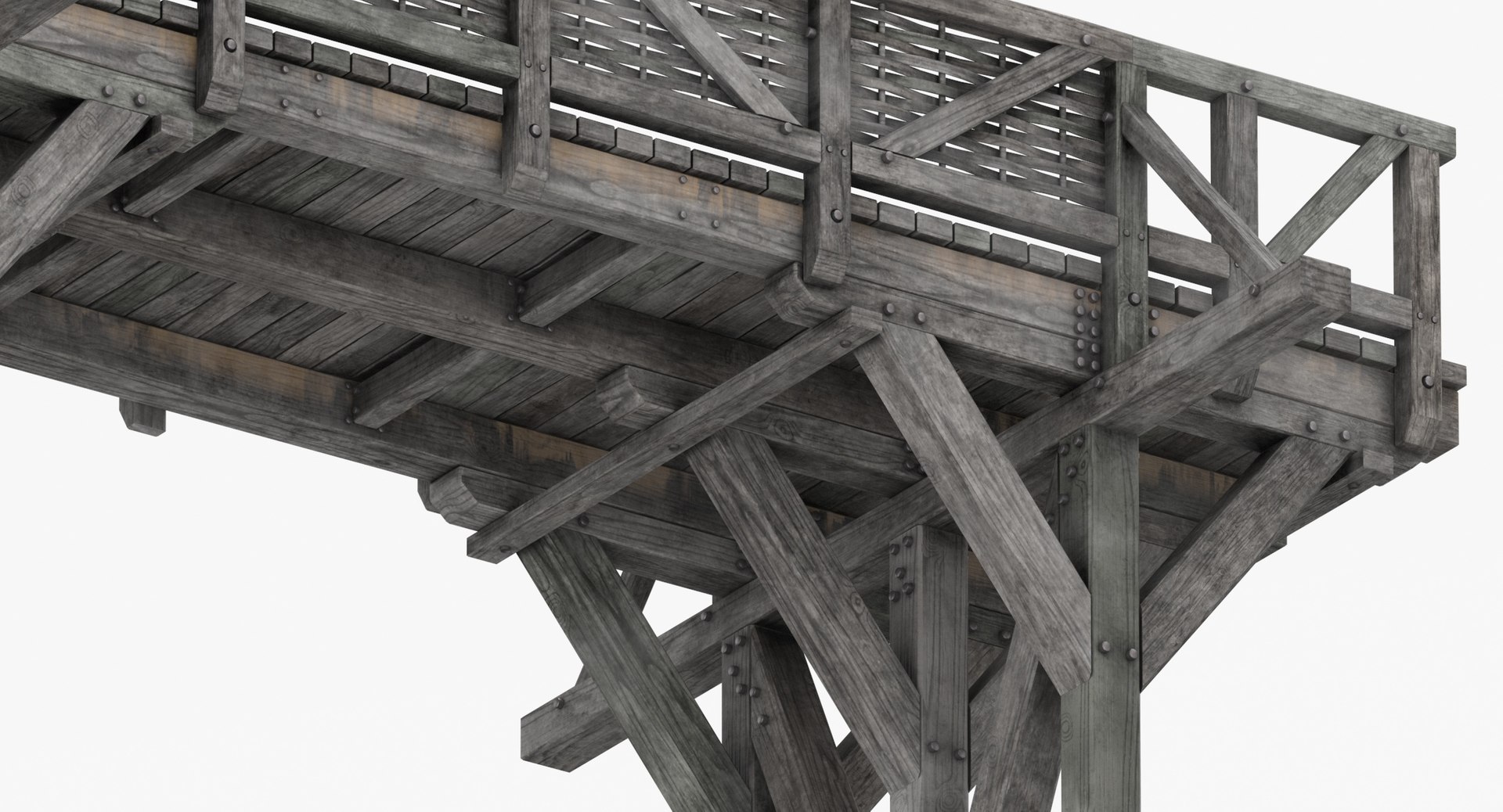 3D Model Medieval Wooden Bridge Tileable Section - TurboSquid 1817896