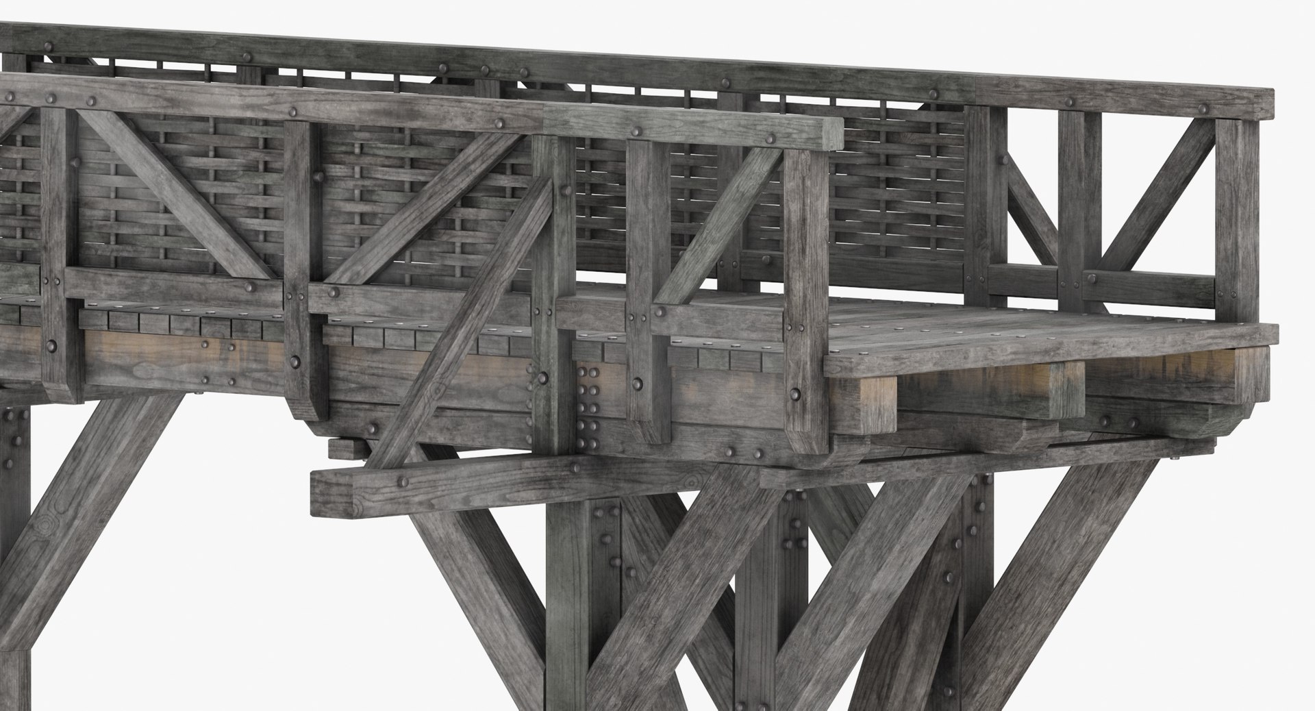 3D Model Medieval Wooden Bridge Tileable Section - TurboSquid 1817896