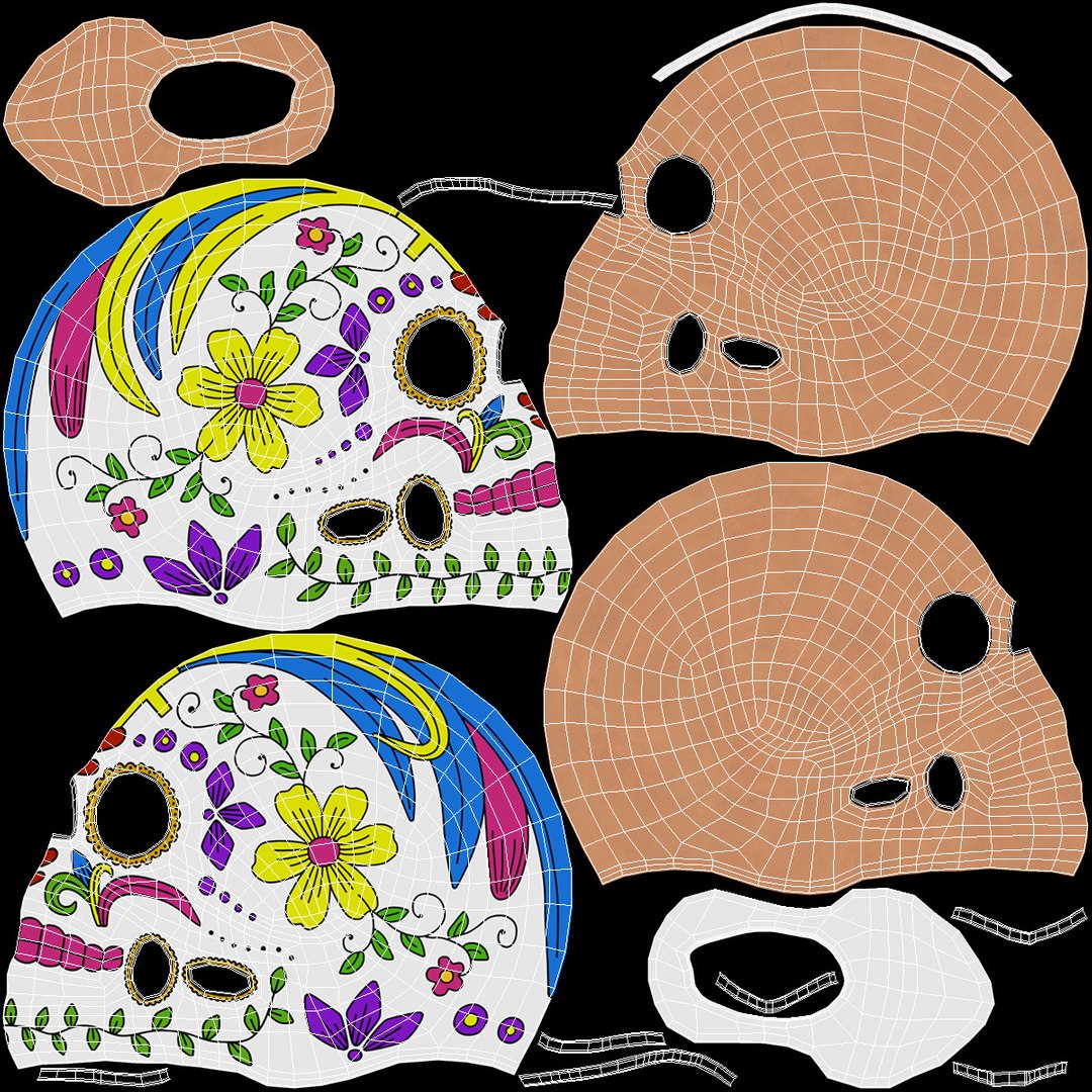 3D Mexican Guitar And Calavera - TurboSquid 2352579
