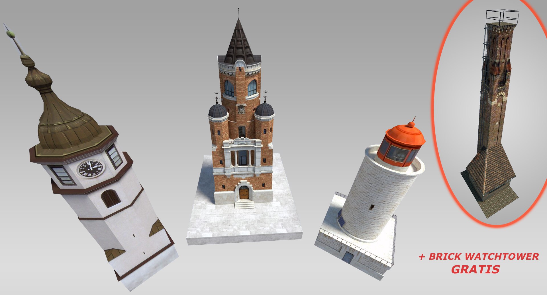 3d Model Pack Small Towers