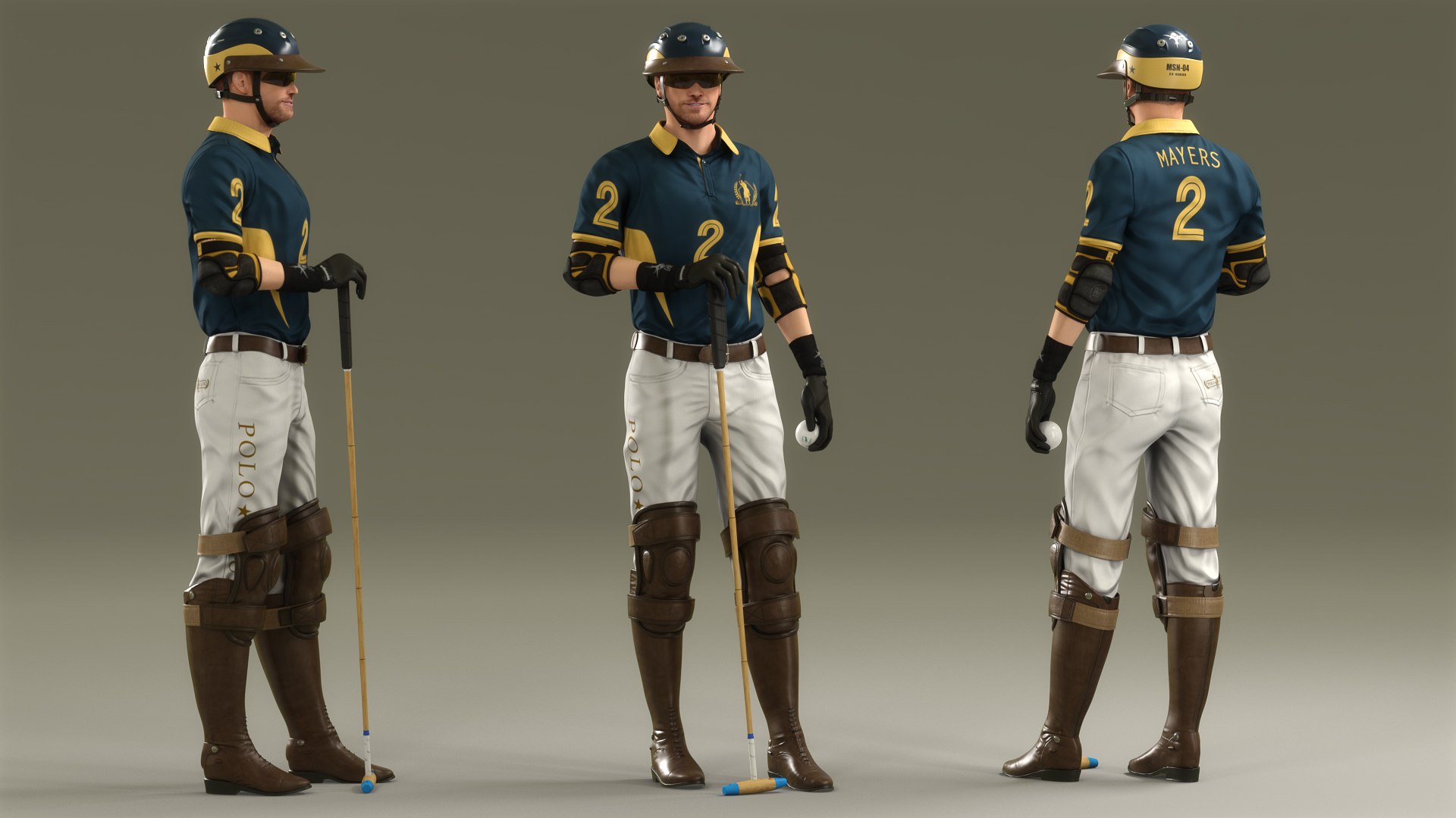 3D Male Polo Player Animated HQ Model - TurboSquid 1964517