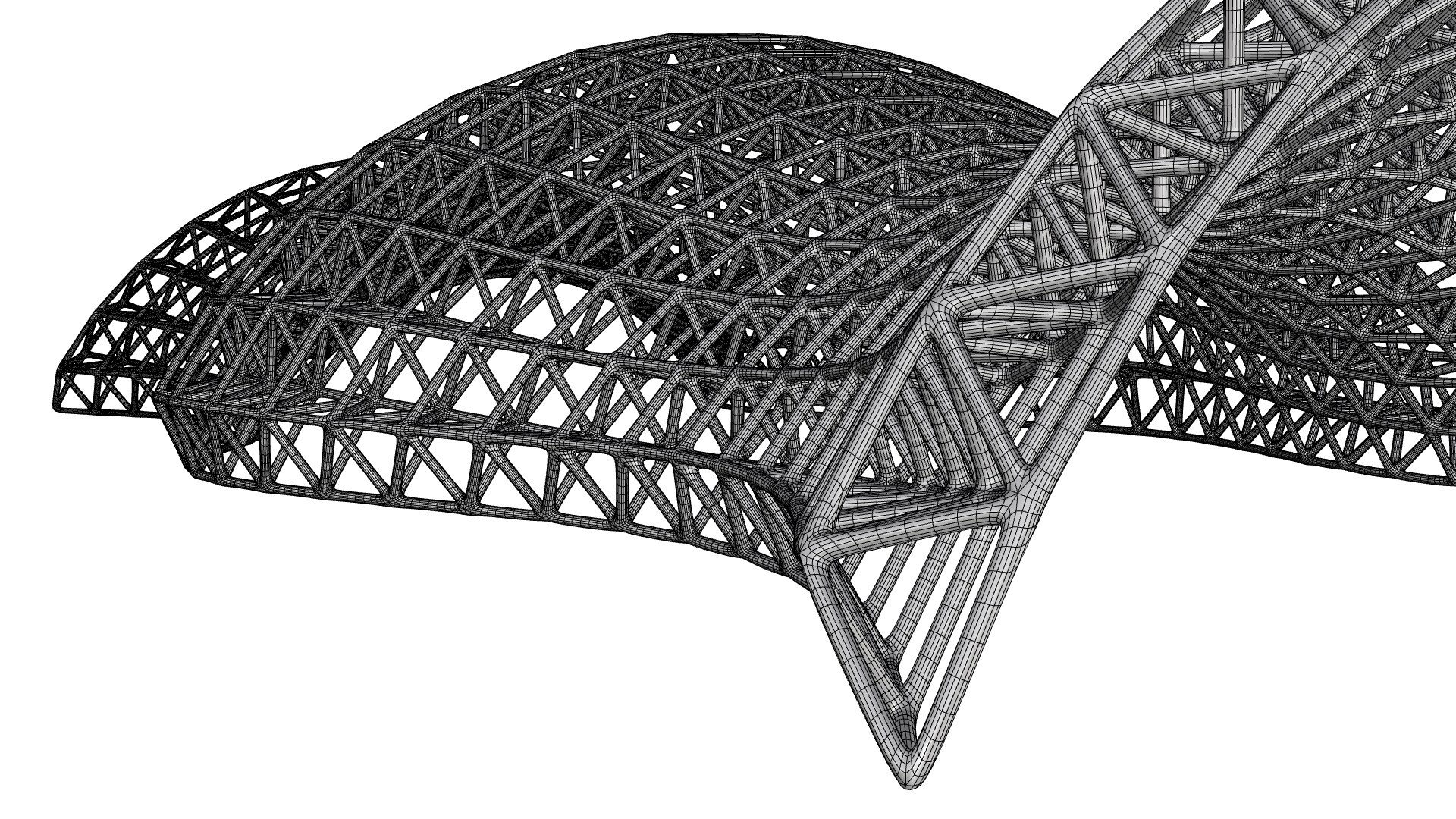 Outdoor Truss Ripples Gridshell Waves 3D Model - TurboSquid 2351015