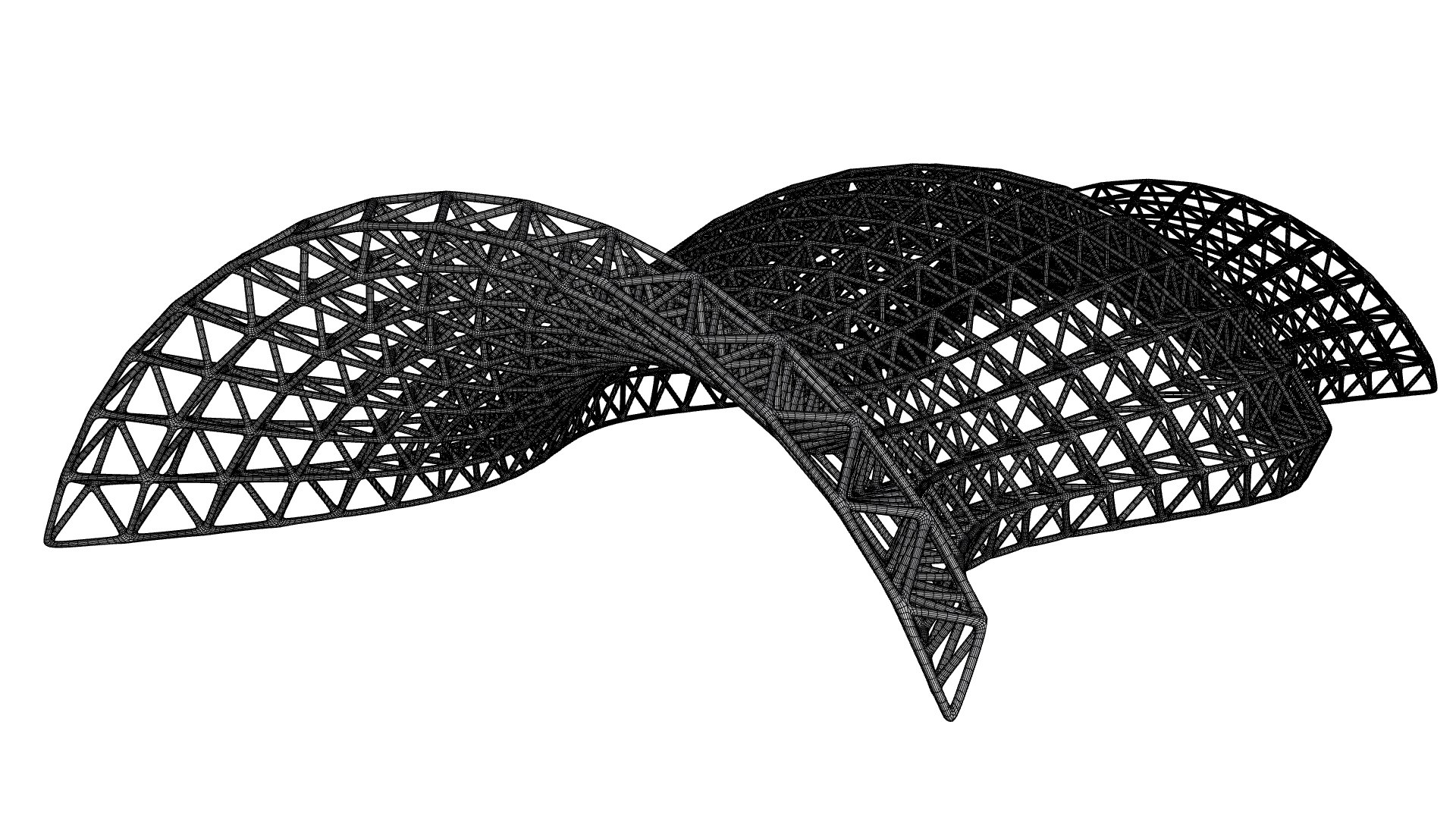Outdoor Truss Ripples Gridshell Waves 3D Model - TurboSquid 2351015