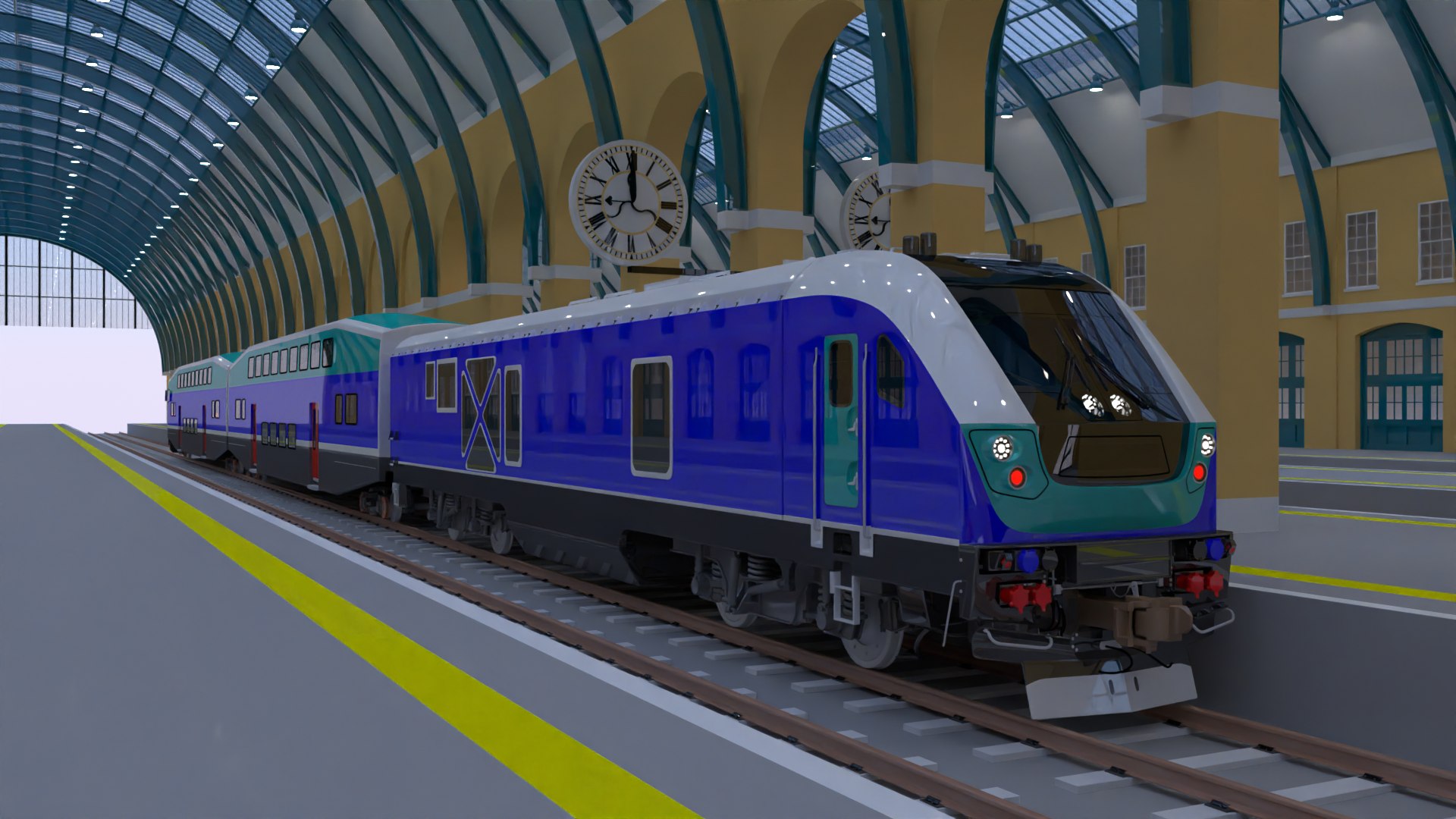 3D Stations With BiLevel Train IV - TurboSquid 2344018