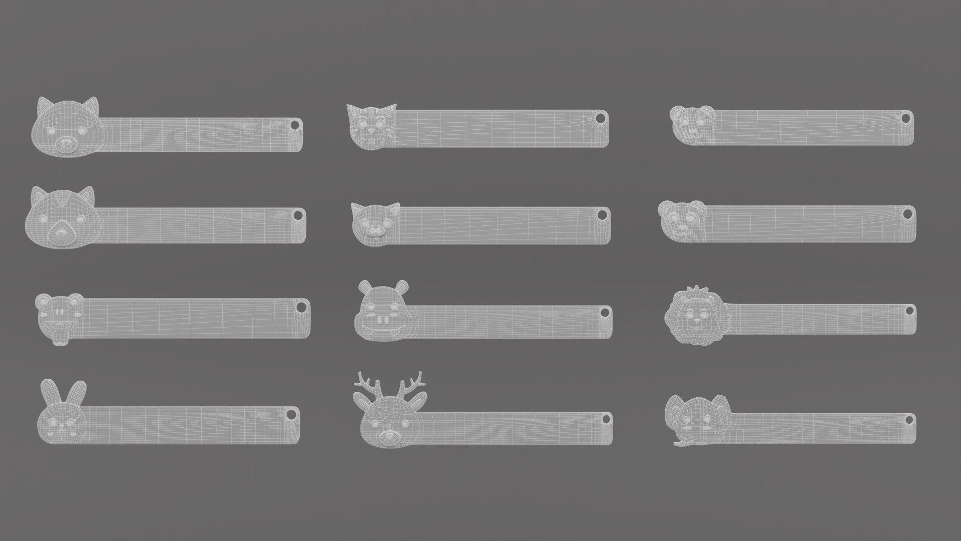 Ruler With Animal Adorable Pack 01 3D Model - TurboSquid 2224167