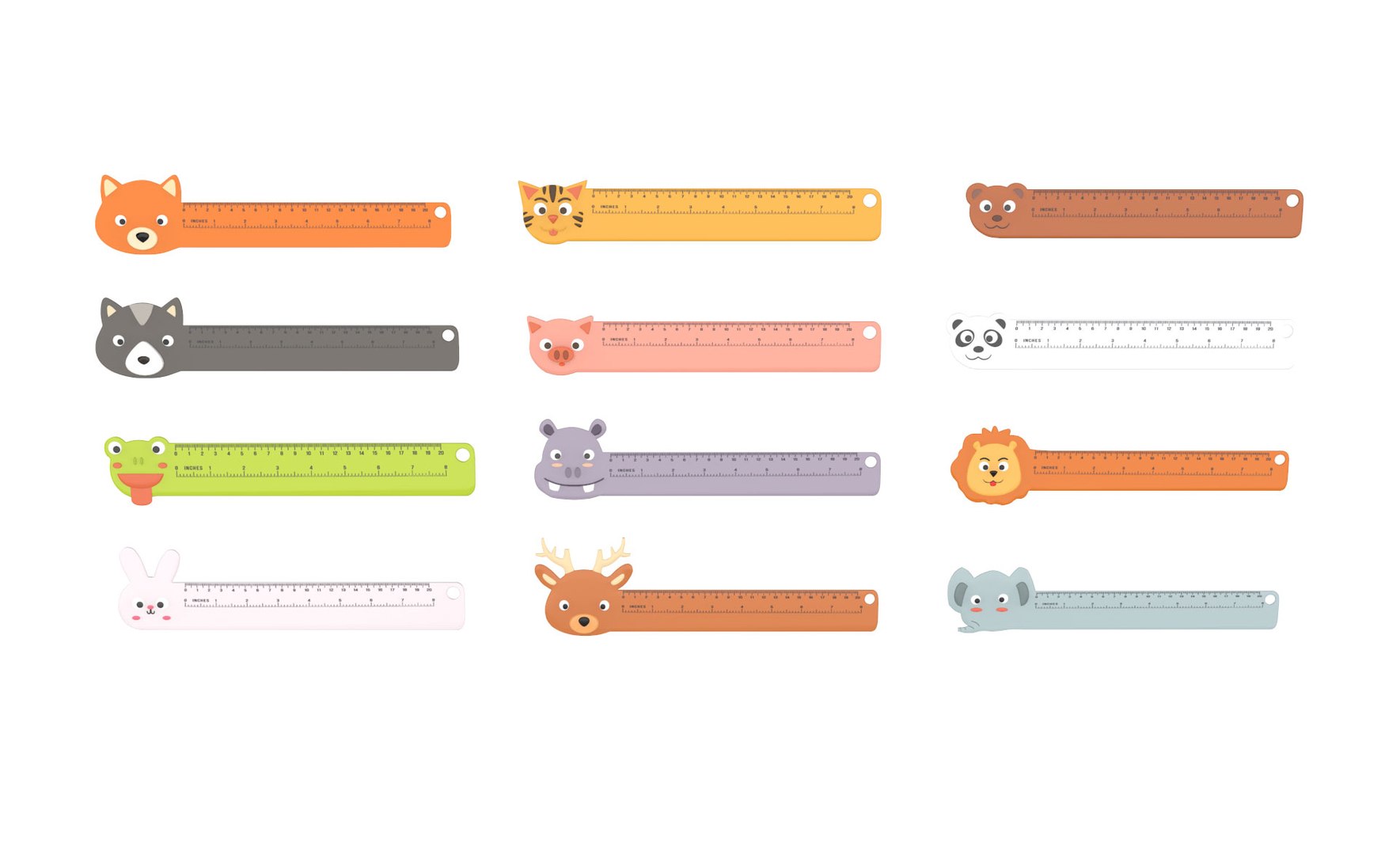 Ruler With Animal Adorable Pack 01 3D Model - TurboSquid 2224167