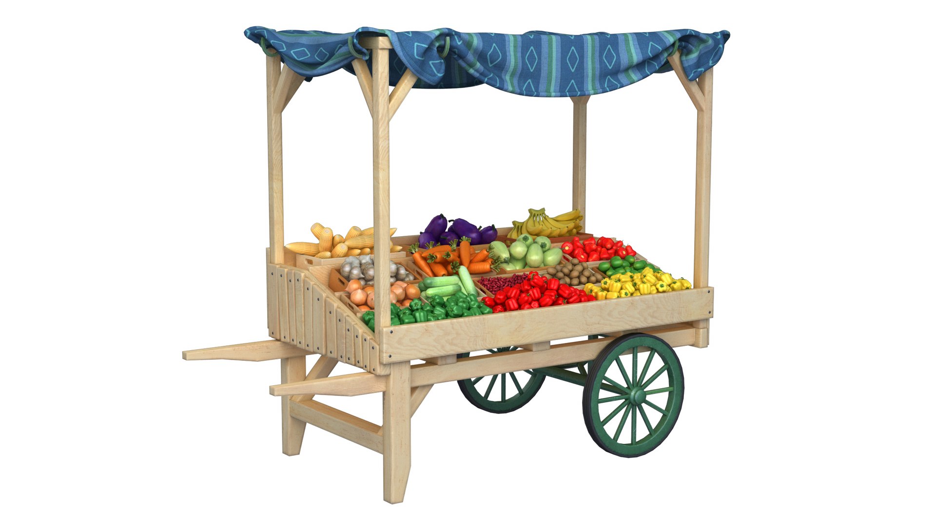 3D Fruits And Vegetables Cart Model - TurboSquid 1853238