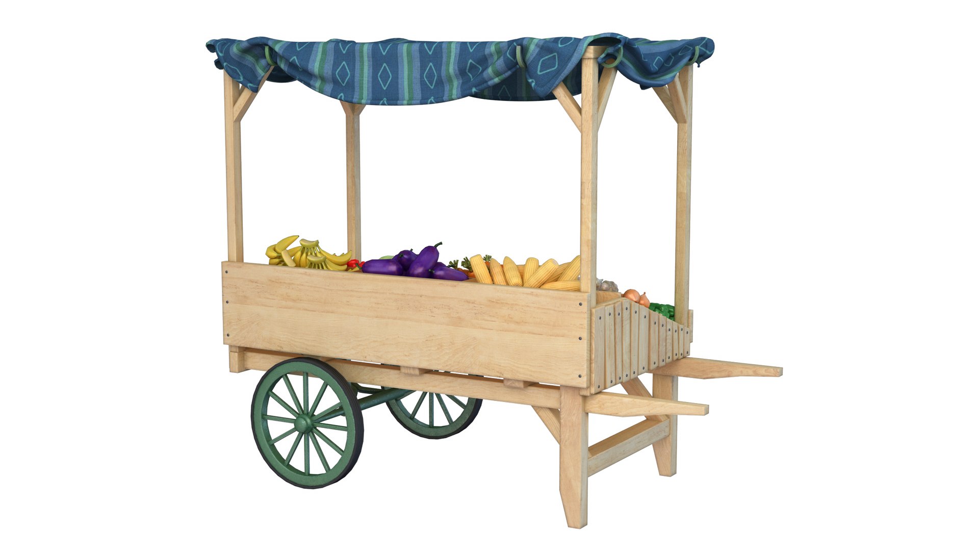 3D Fruits And Vegetables Cart Model - TurboSquid 1853238