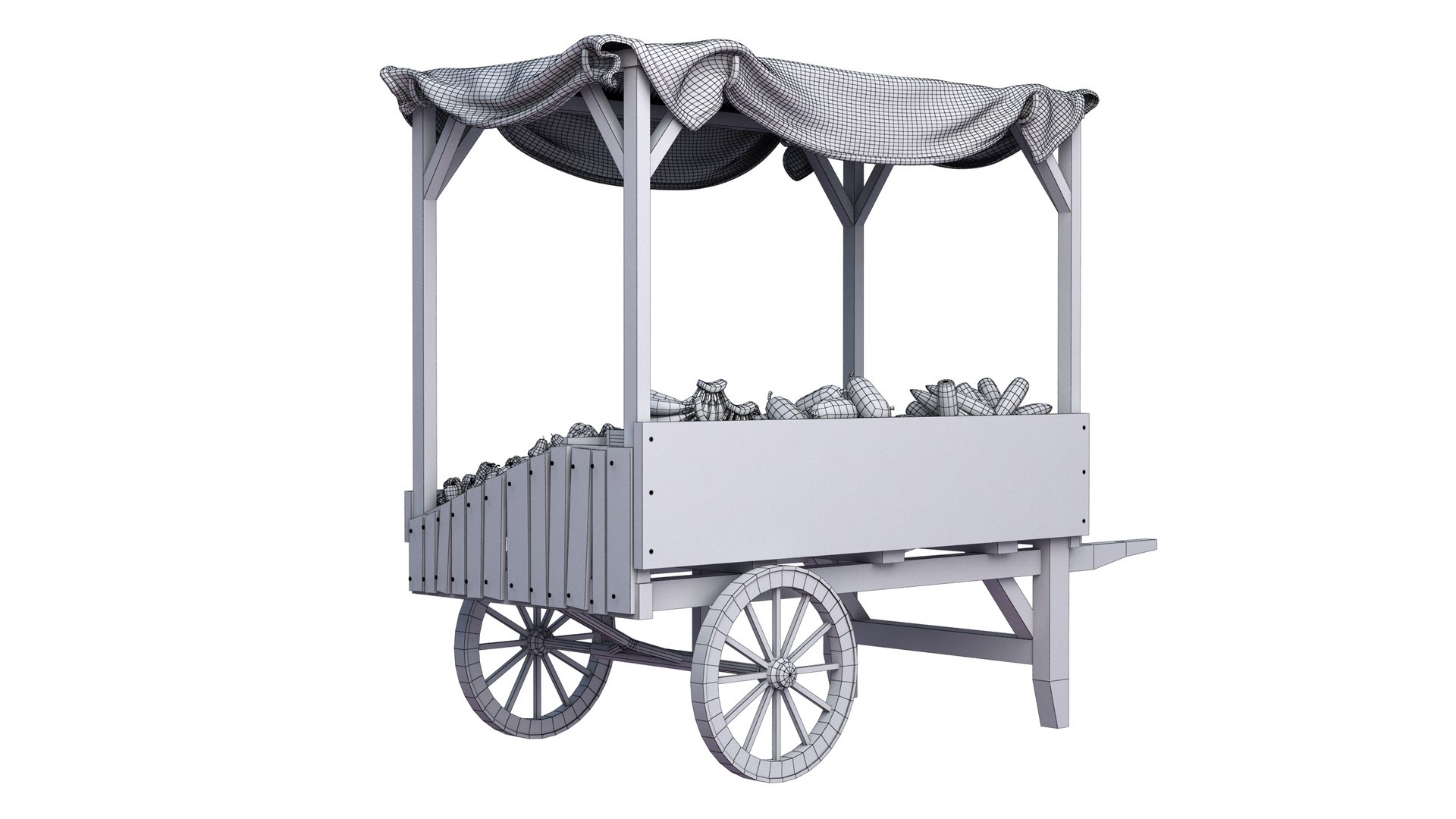 3D Fruits And Vegetables Cart Model - TurboSquid 1853238
