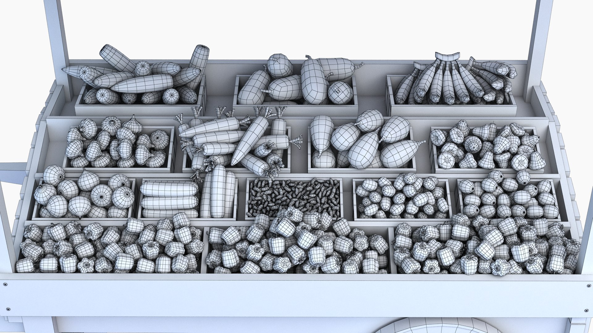 3D Fruits And Vegetables Cart Model - TurboSquid 1853238