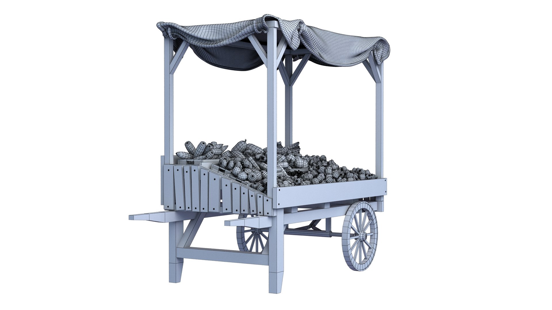 3D Fruits And Vegetables Cart Model - TurboSquid 1853238