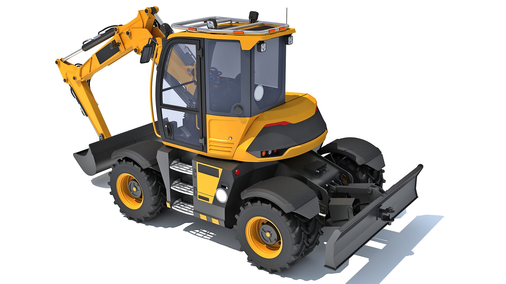 3D Construction Wheeled Excavator - TurboSquid 2293773