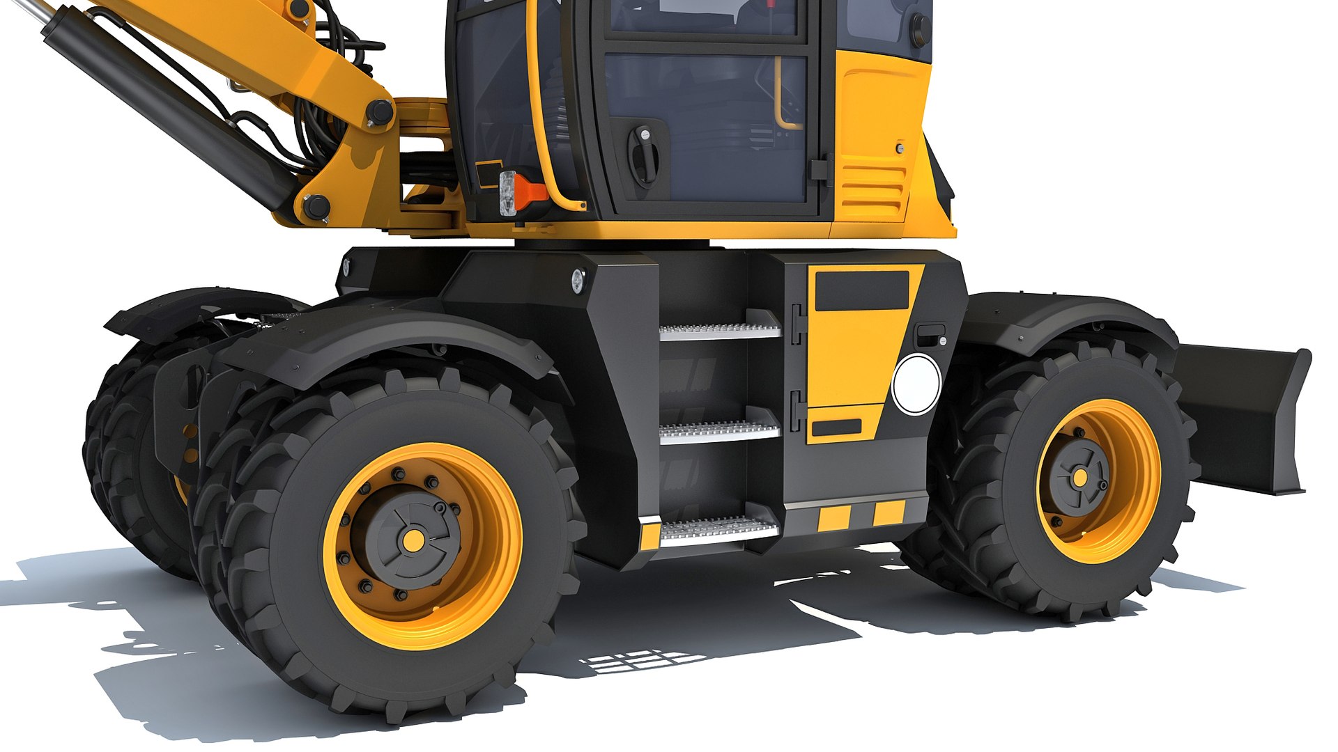 3D Construction Wheeled Excavator - TurboSquid 2293773