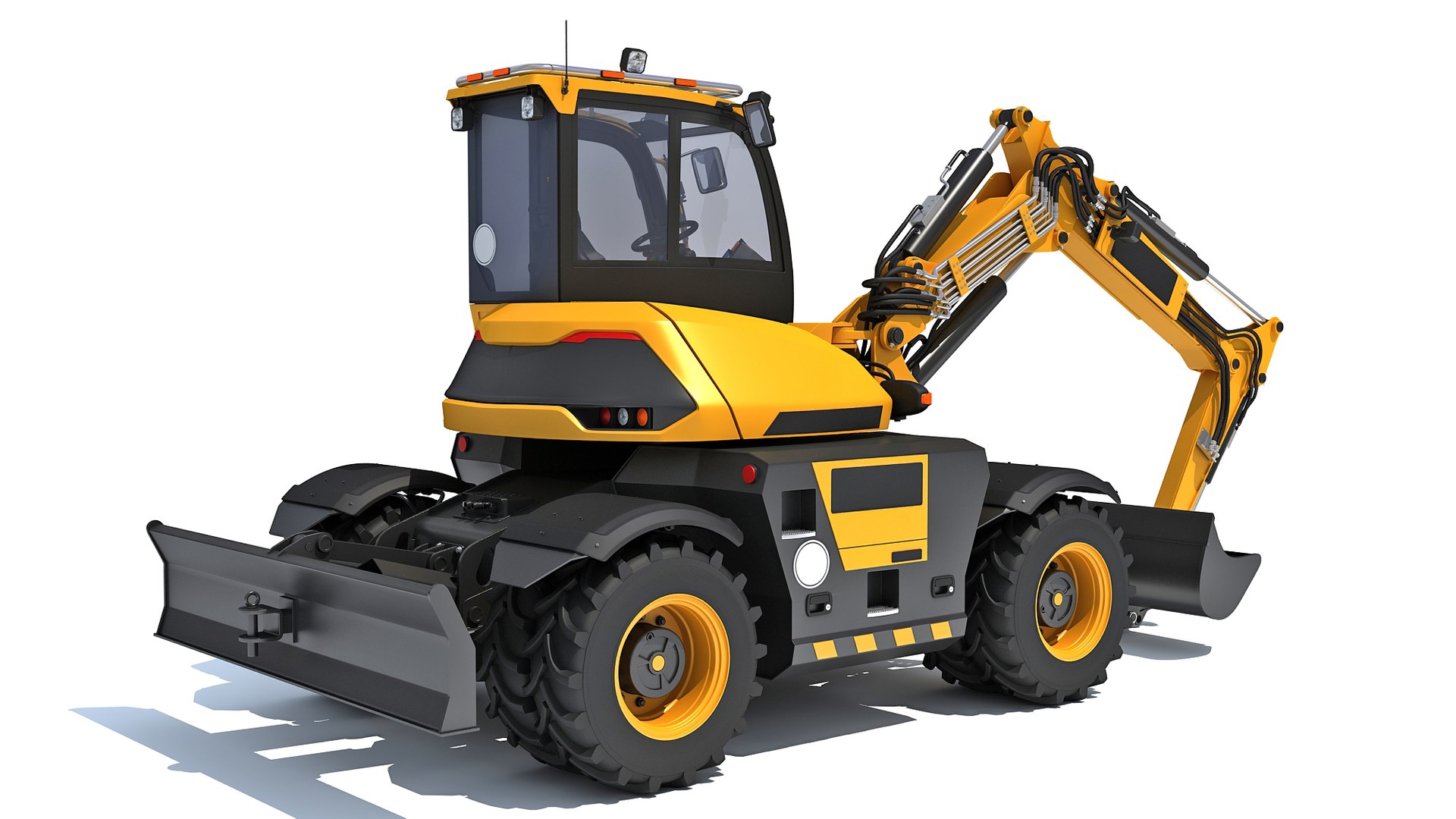 3D Construction Wheeled Excavator - TurboSquid 2293773