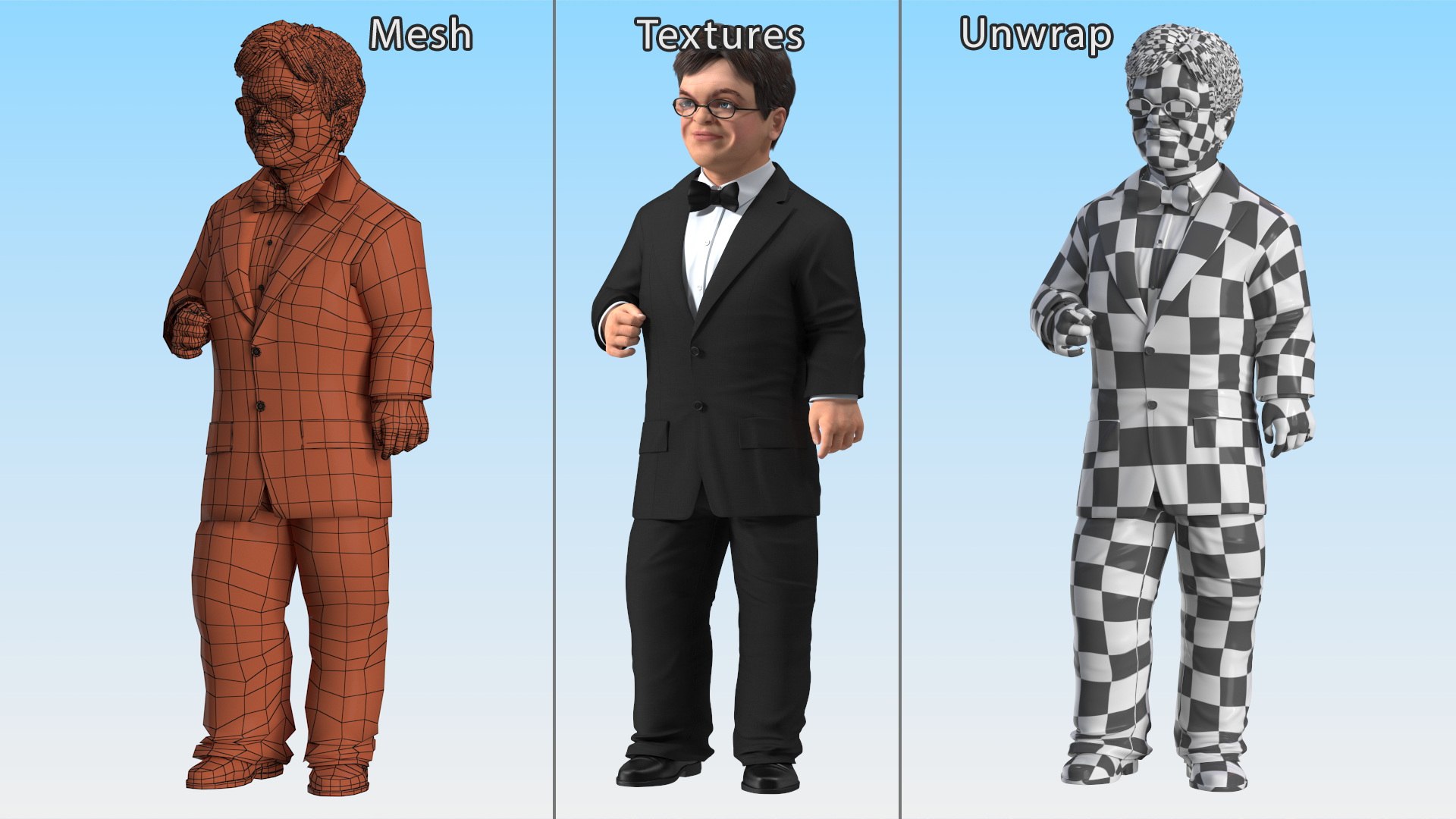 Dwarf Male Character In Business Suit Standing Pose 3D Model ...