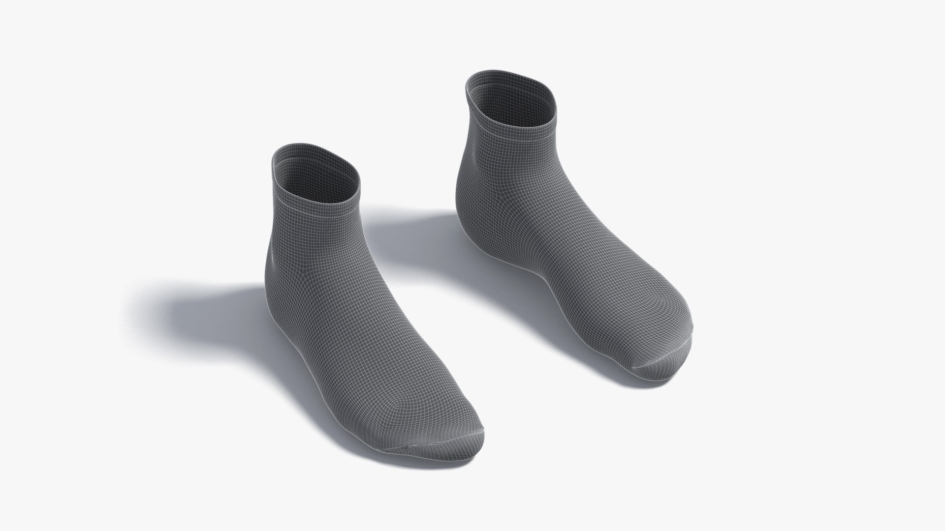 White Ankle Socks - Fabric Sox Pair 3D Model - TurboSquid 1966625