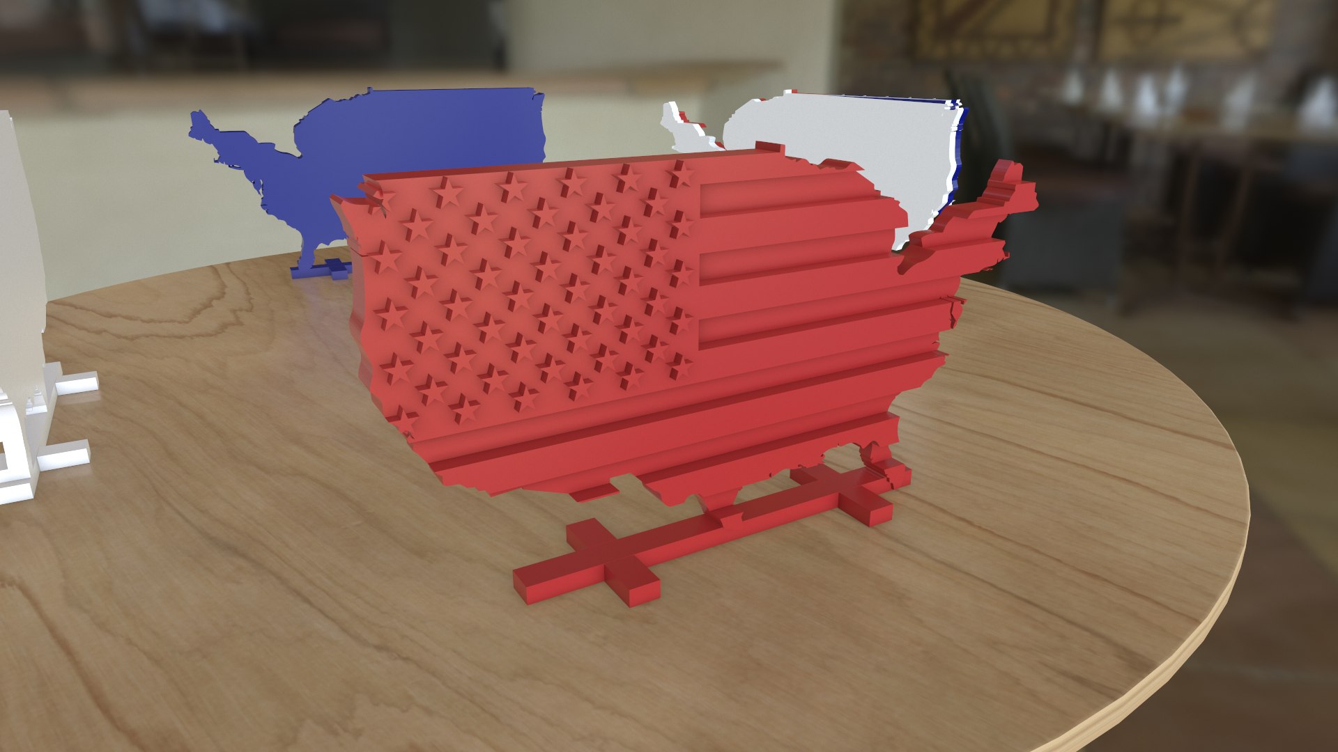 Ready for 3D print map of USA styled as USA flag 3D print model 3D ...