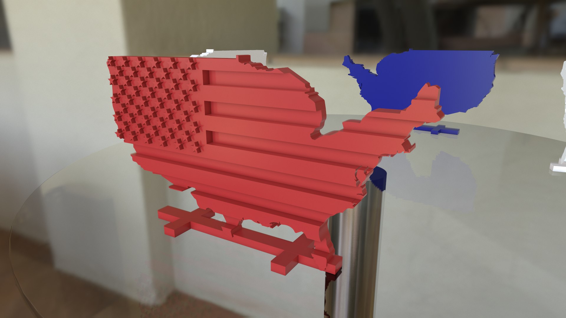 Ready for 3D print map of USA styled as USA flag 3D print model 3D ...