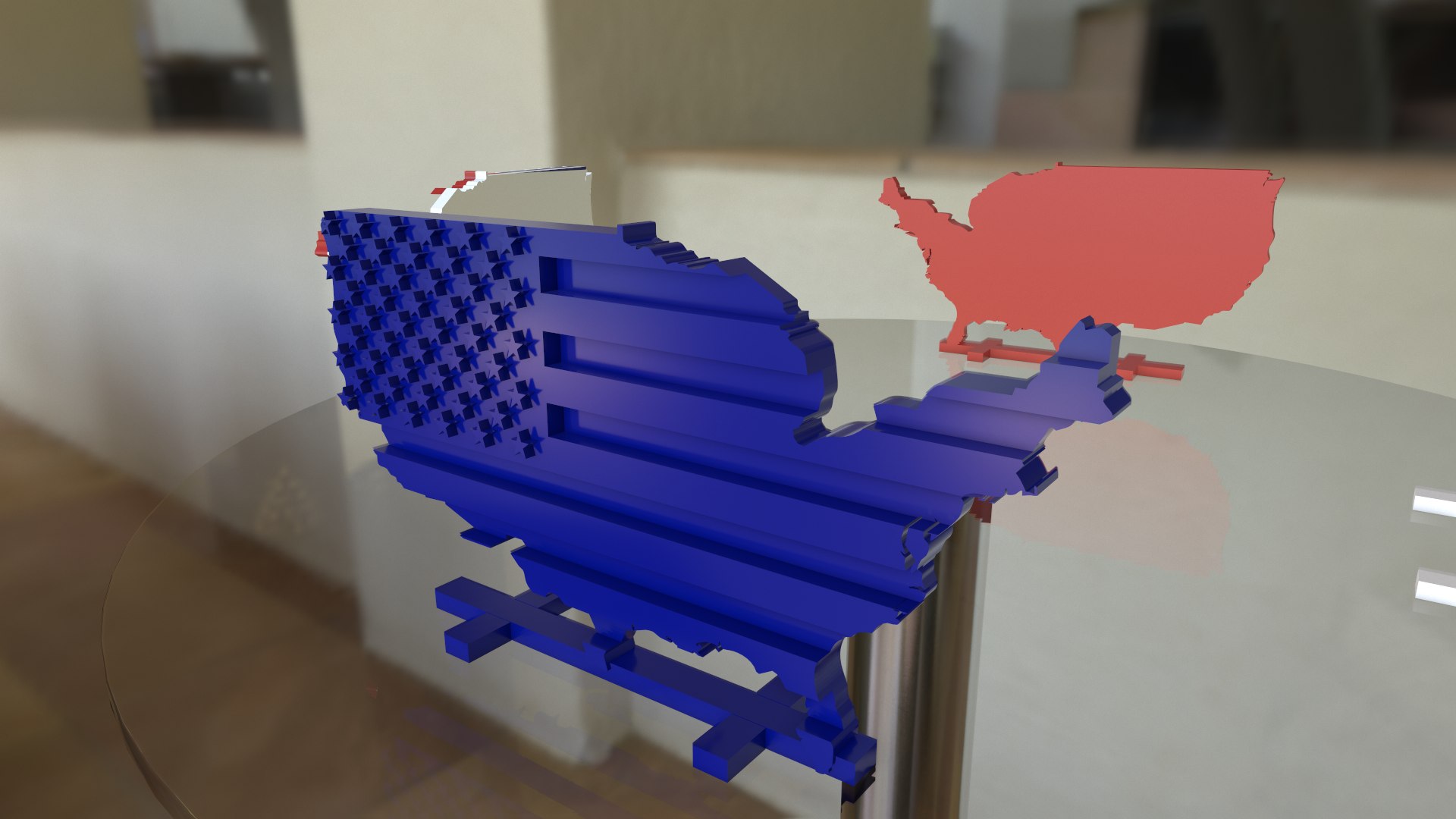 Ready for 3D print map of USA styled as USA flag 3D print model 3D ...
